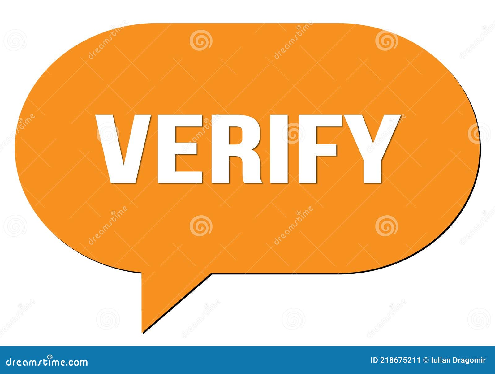 VERIFY Text Written in an Orange Speech Bubble Stock Illustration ...