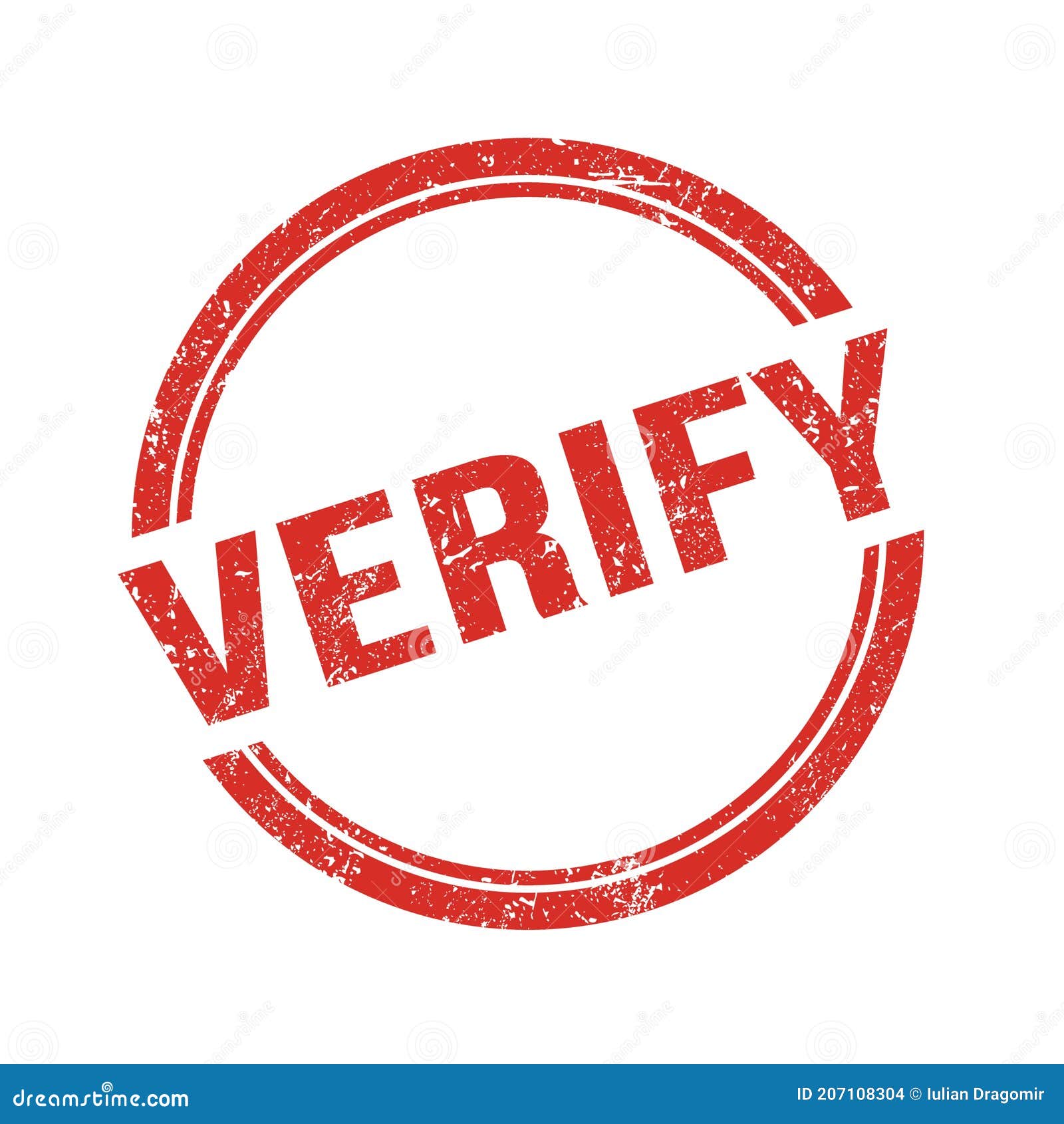 VERIFY Text Written on Red Grungy Round Stamp Stock Illustration ...