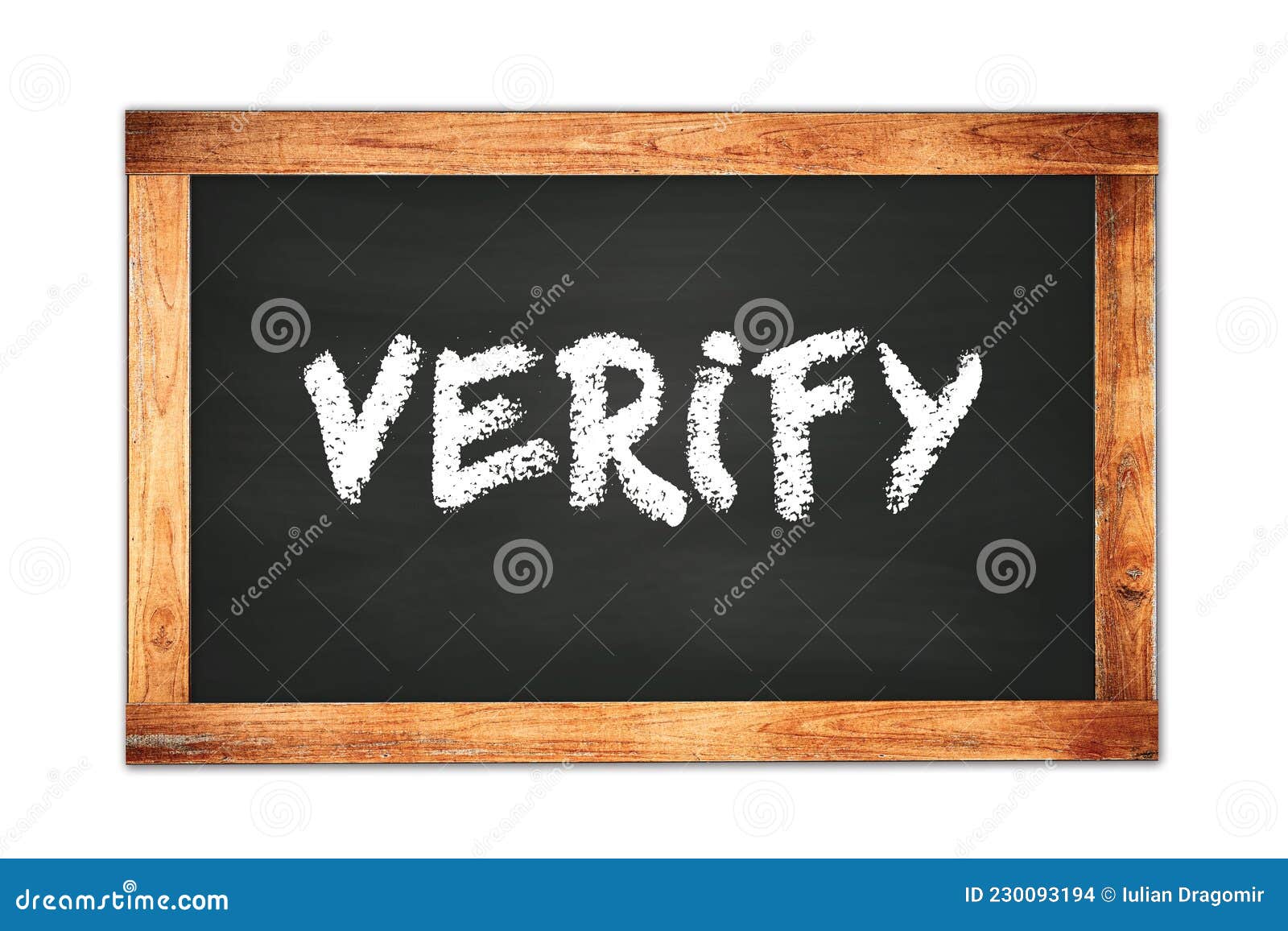 VERIFY Text Written on Wooden Frame School Blackboard Stock ...
