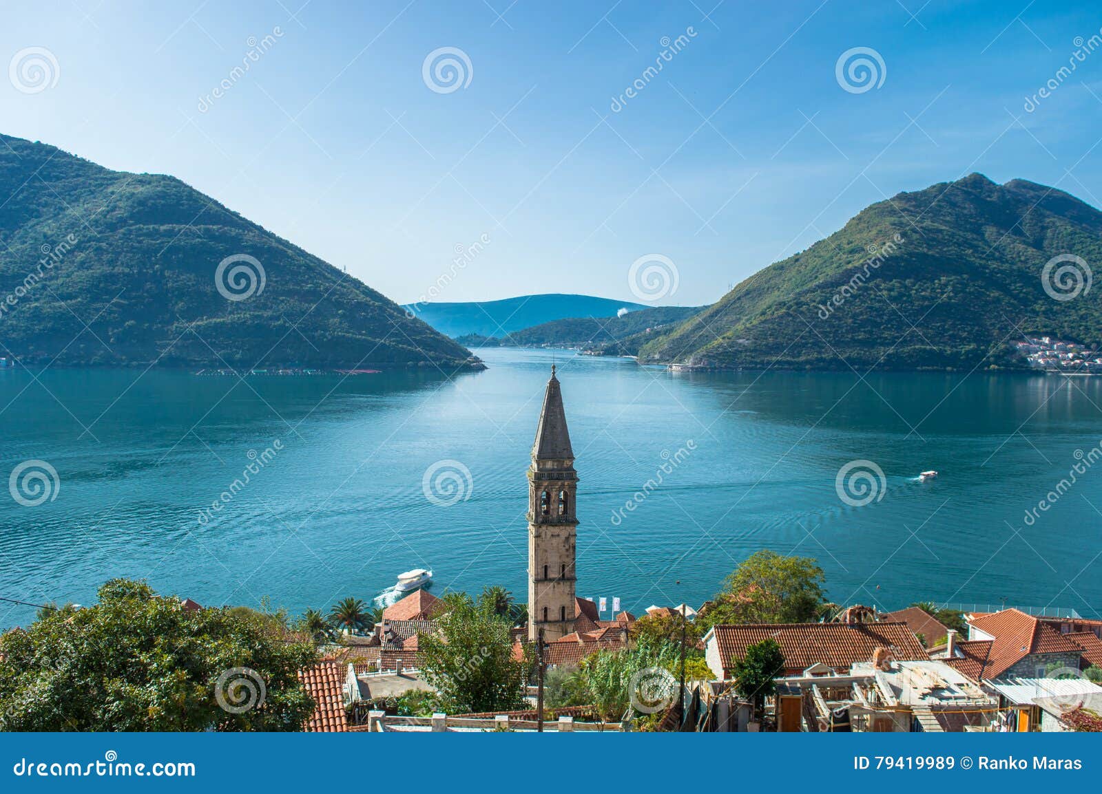 Verige Strait, View from Old Town Perast Stock Image - Image of view ...