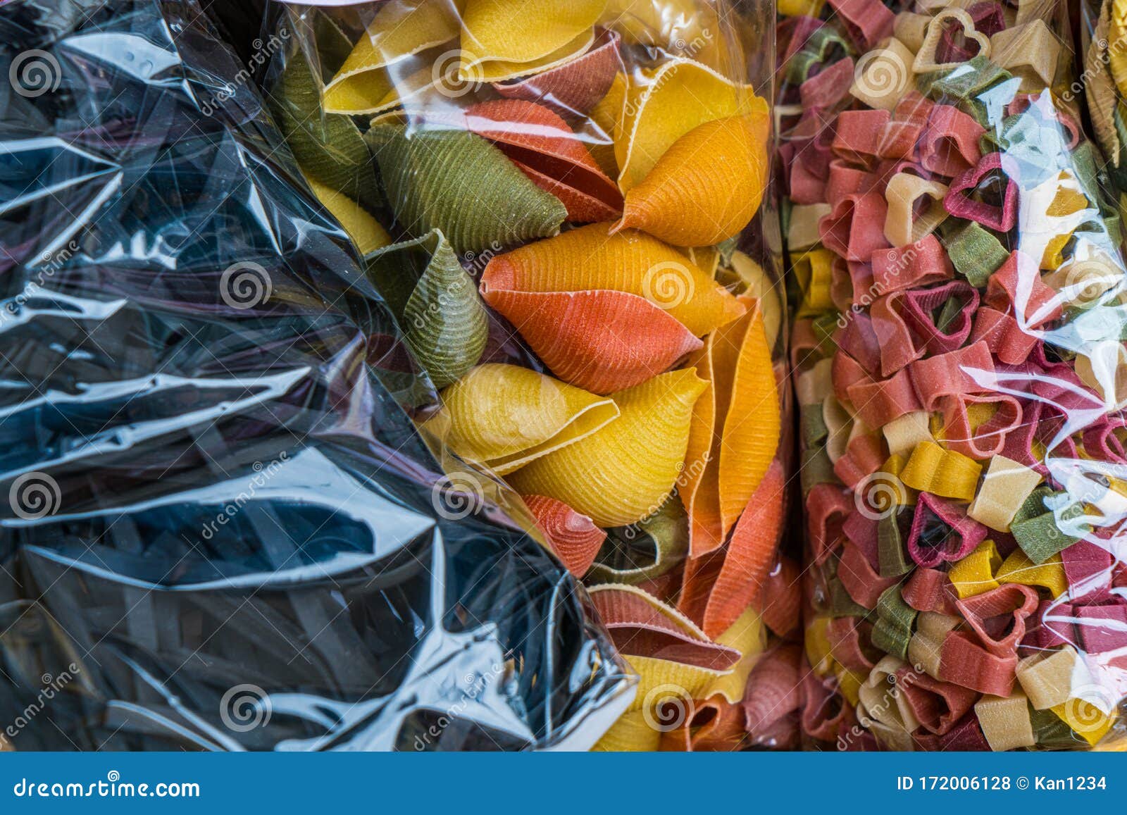 Verities of Colorful Pasta Packed in Plastic Bags Stock Photo - Image ...