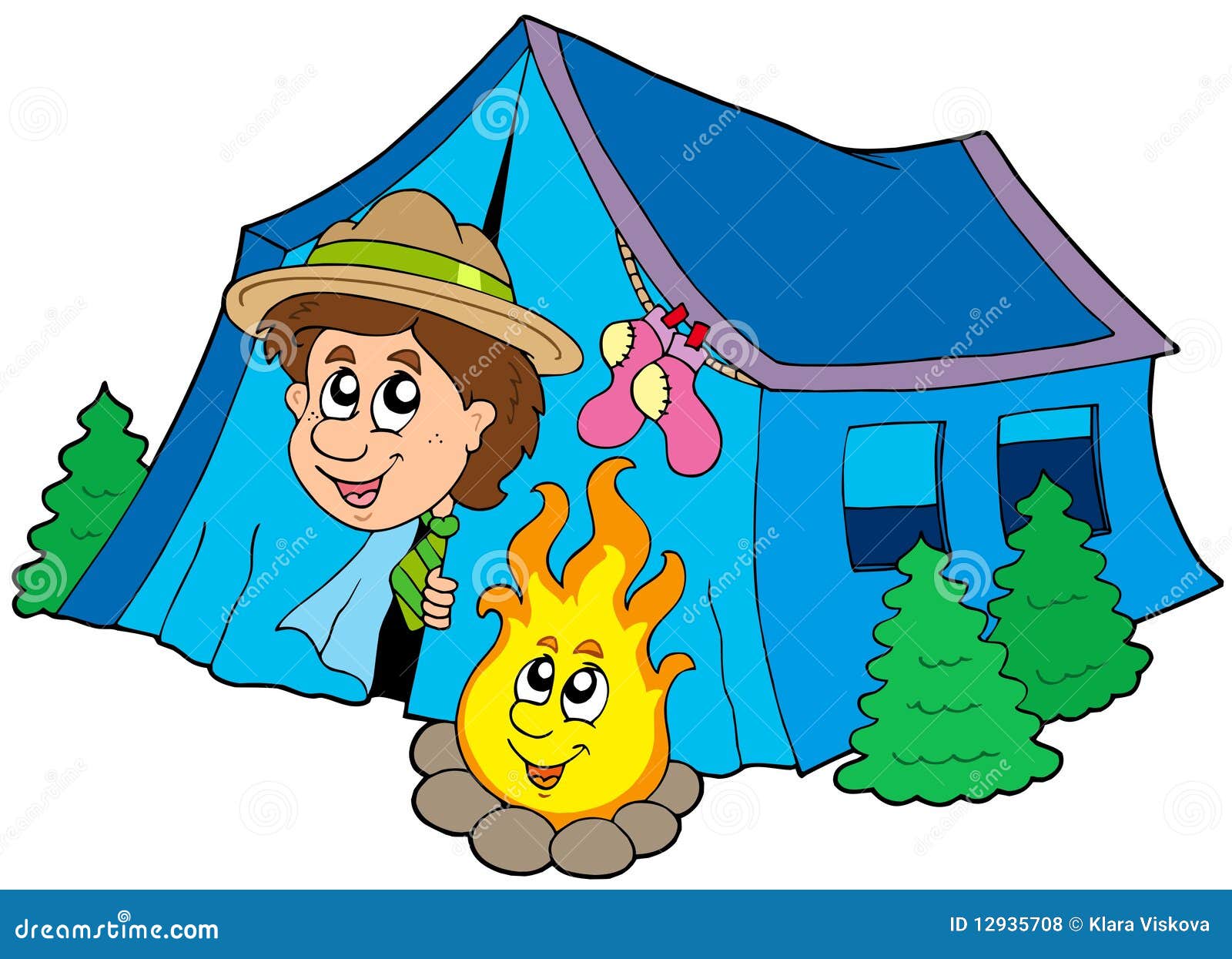 Verkenner Die in Tent Kampeert Vector Illustratie - Illustration of ...