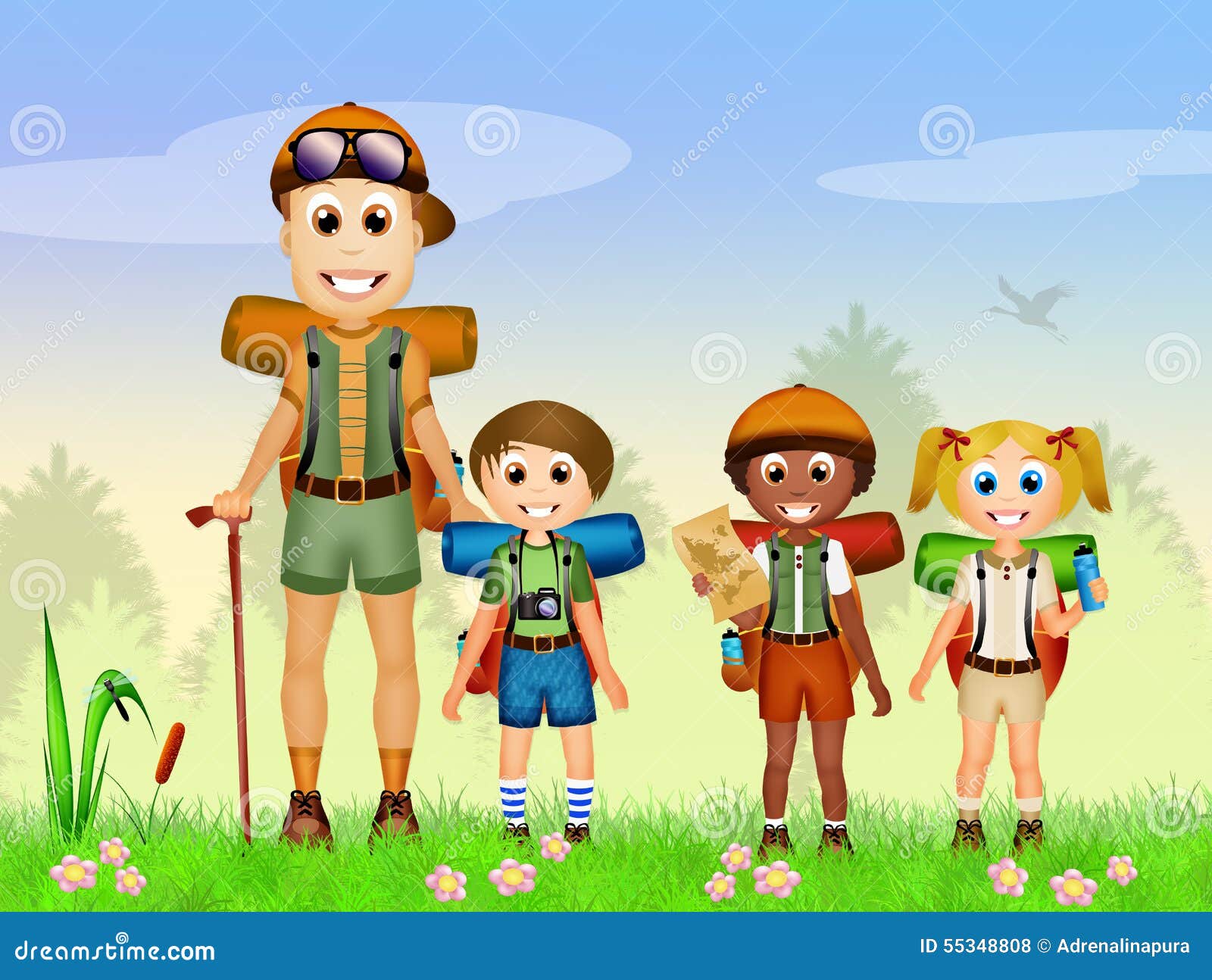 Verkenner het kamperen stock illustratie. Illustration of kamperen ...