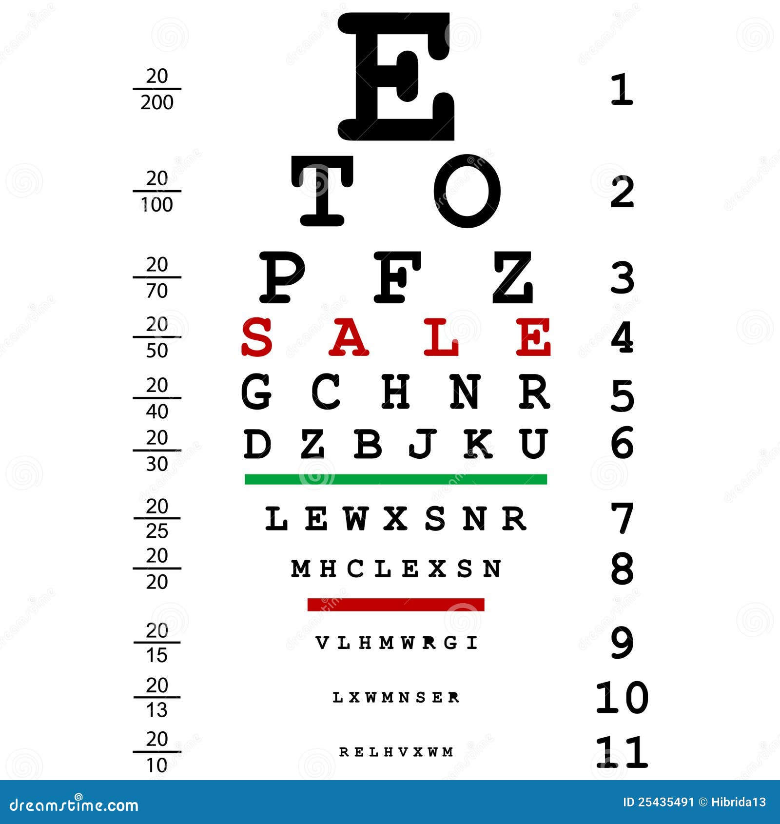 Verkoop Die Met Optische Oogtest Adverteren Vector Illustratie ...