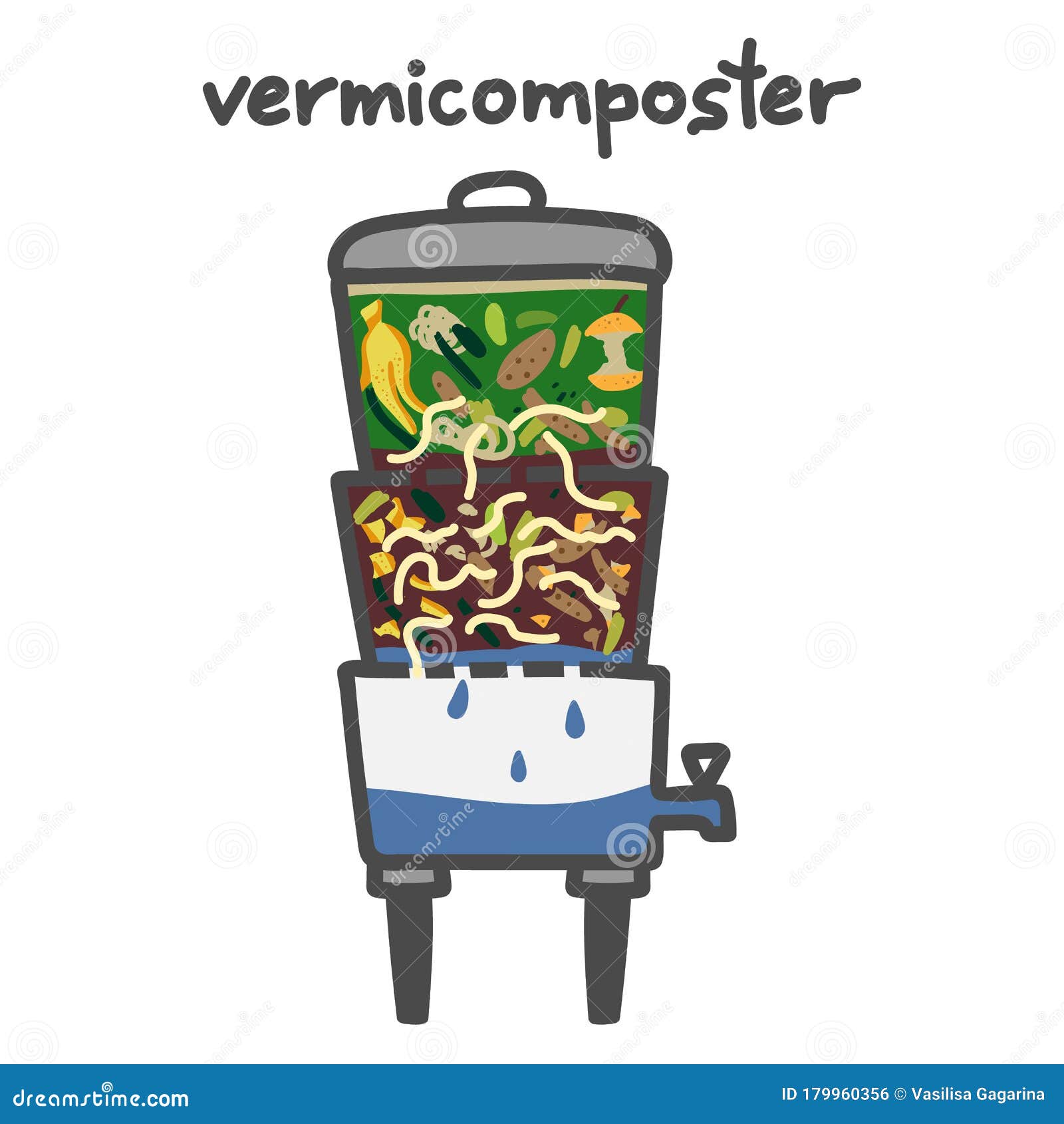 Worms Organic Compost Cartoon Vector | CartoonDealer.com #71335751