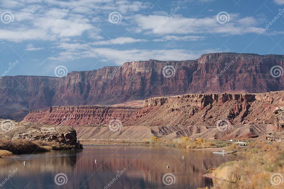 Vermilion Cliffs and the Colorado River Stock Photo - Image of stone ...