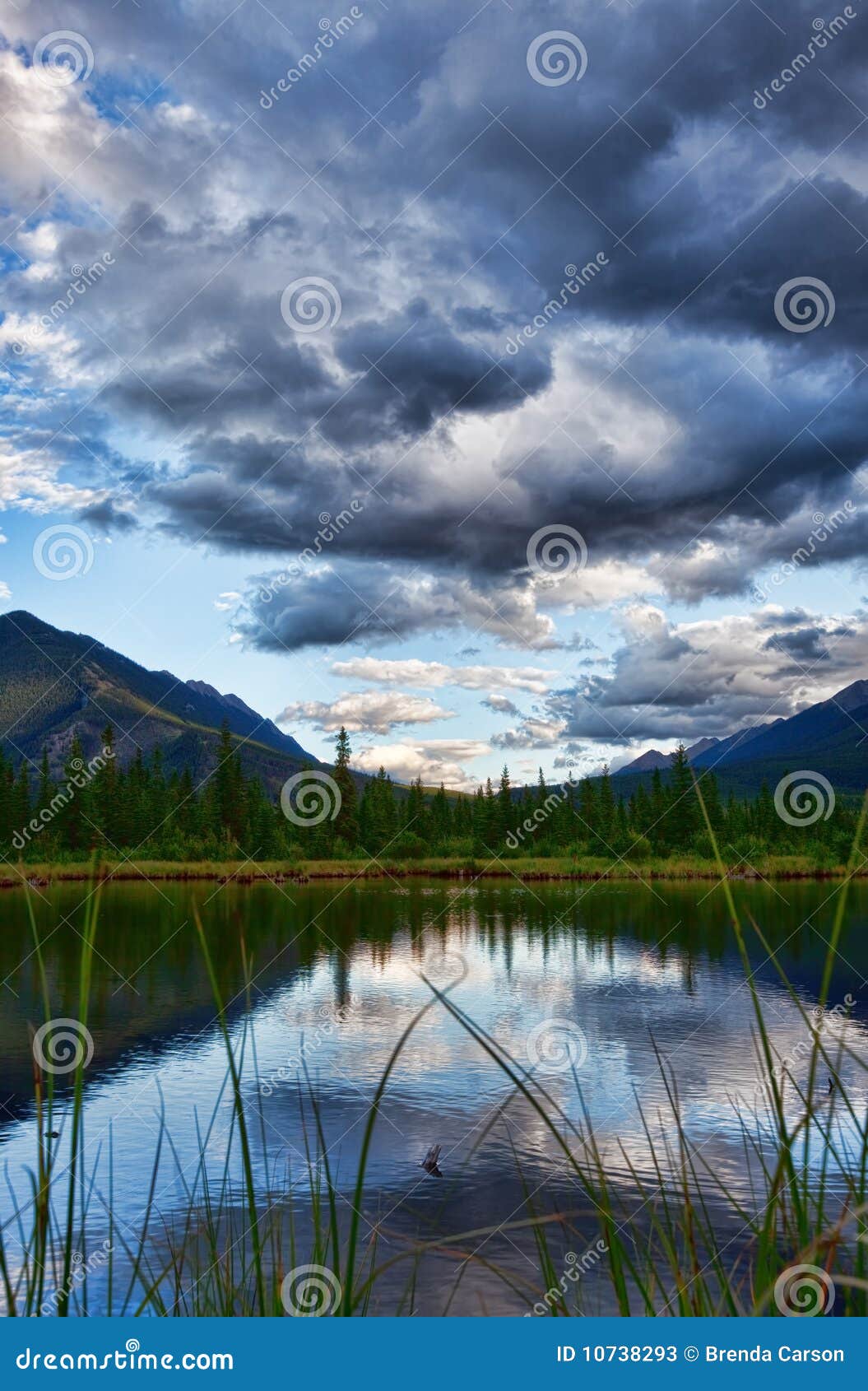 Vermillion Lakes at Dusk stock image. Image of tourist - 10738293