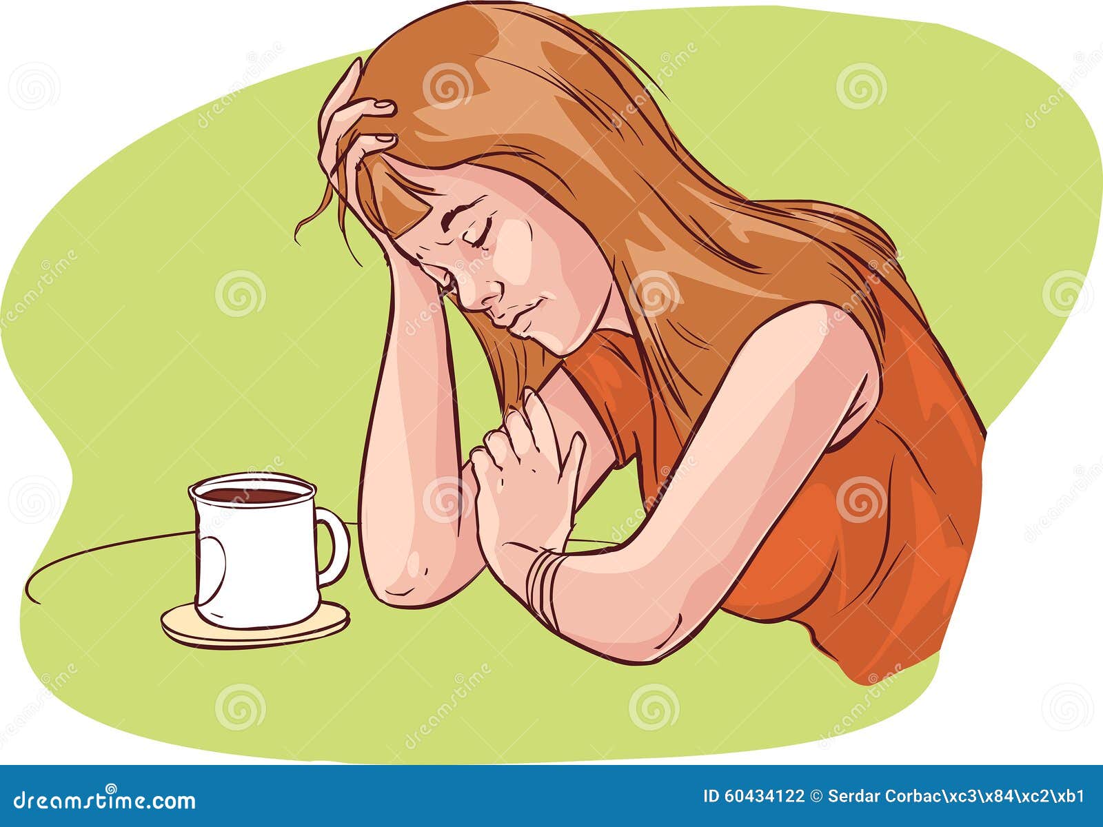 Vermoeide vrouwen vector illustratie. Illustration of uitgeput - 60434122