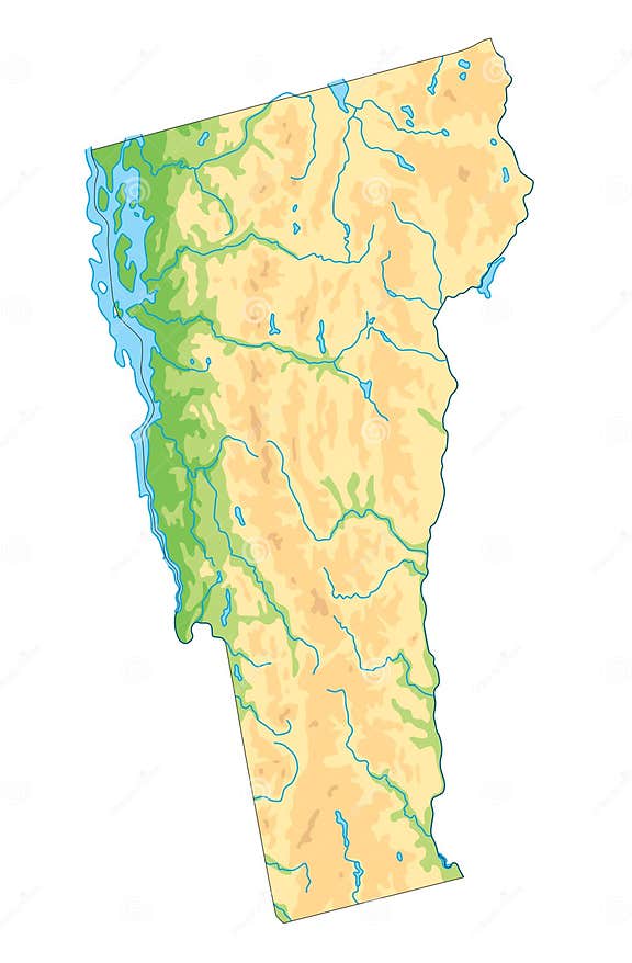 Detailed Vermont Physical Map. Stock Vector - Illustration of mountain ...