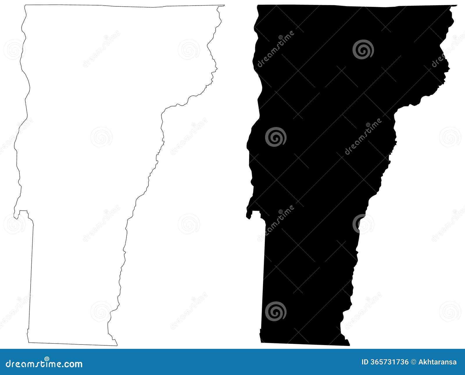 Vermont Administrative Map, Vermont Outline And Counties State Map Set ...