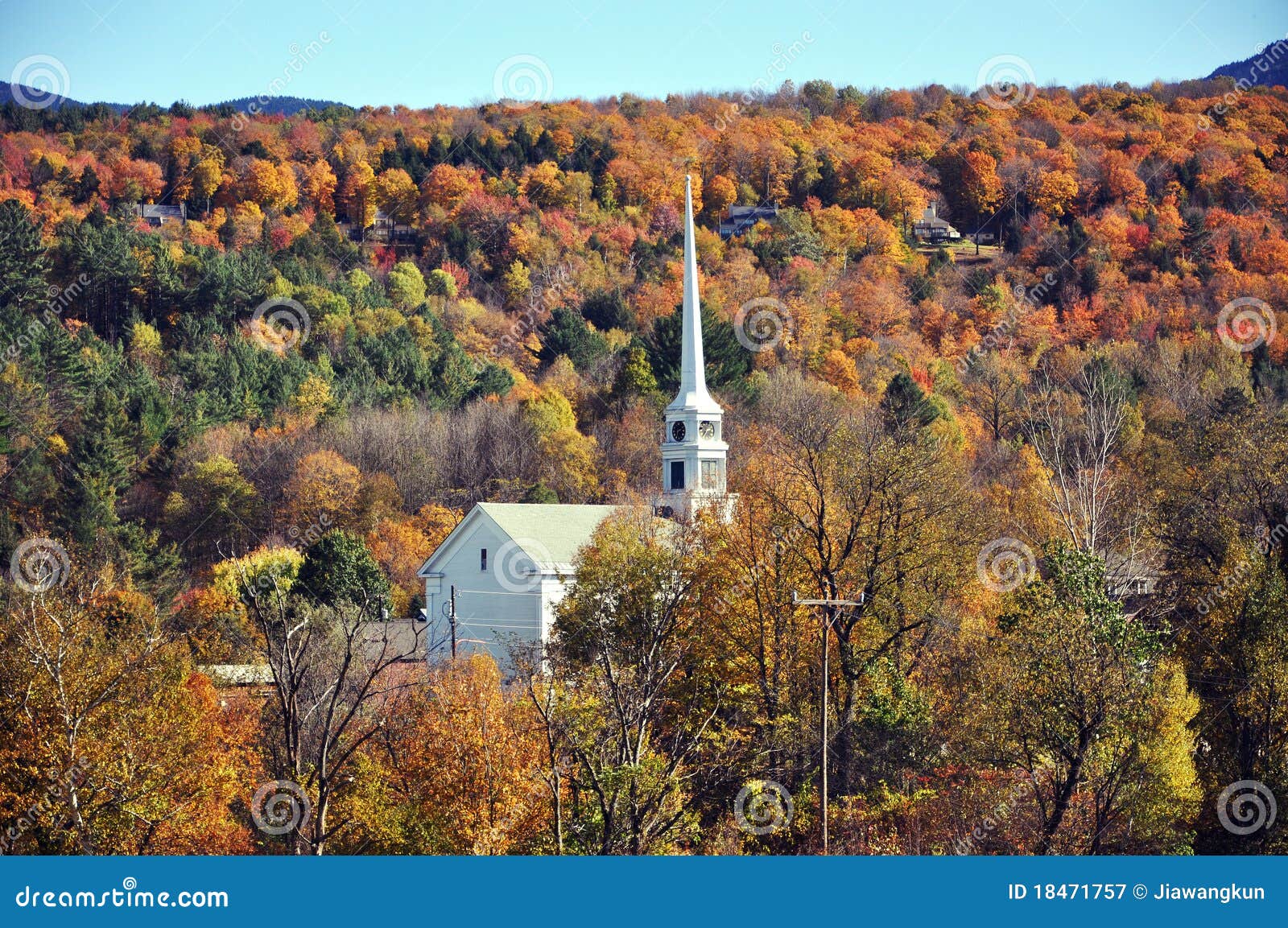 Vermont Church and Fall Foliage Stock Image - Image of october, autumn ...