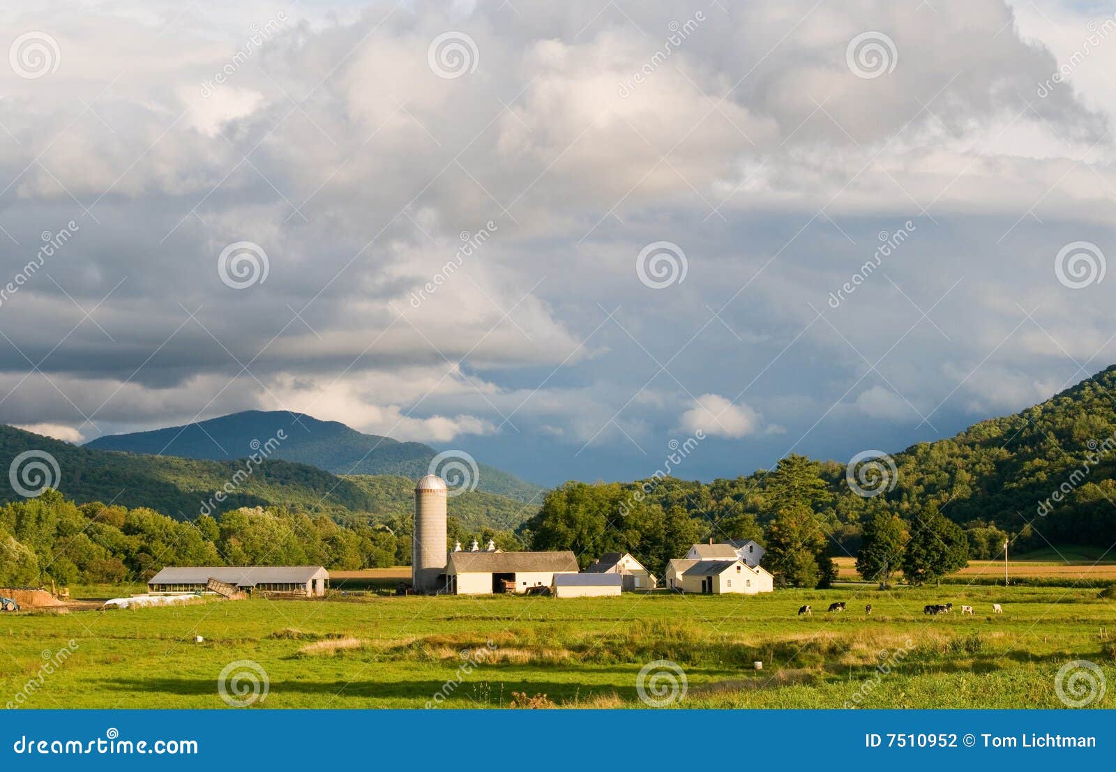 Vermont Farm Under Cloudy Summer Skies Stock Photo - Image of ...