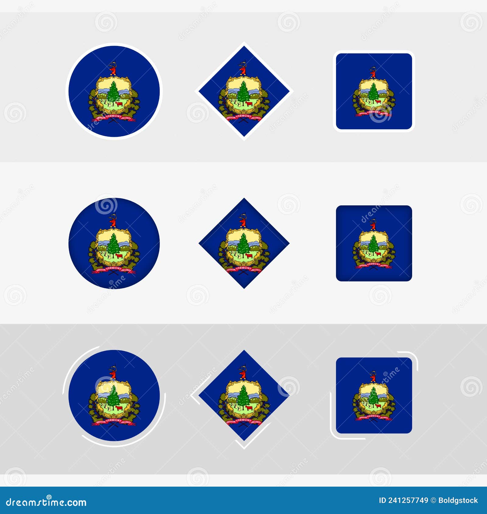 Vermont Flag Icons Set, Vector Flag of Vermont Stock Vector ...