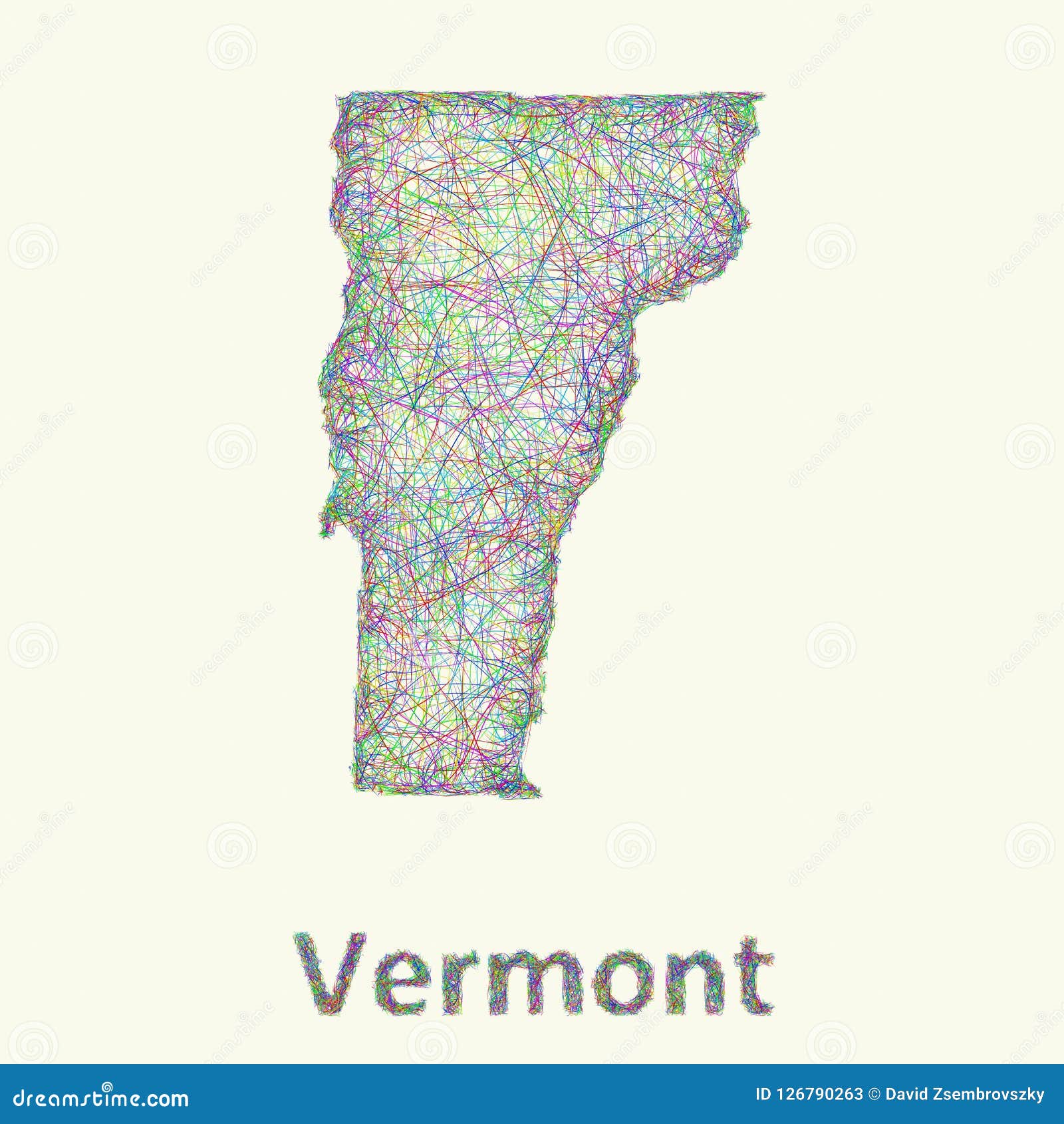 Vermont Line Art Map Cartoon Vector | CartoonDealer.com #126790263