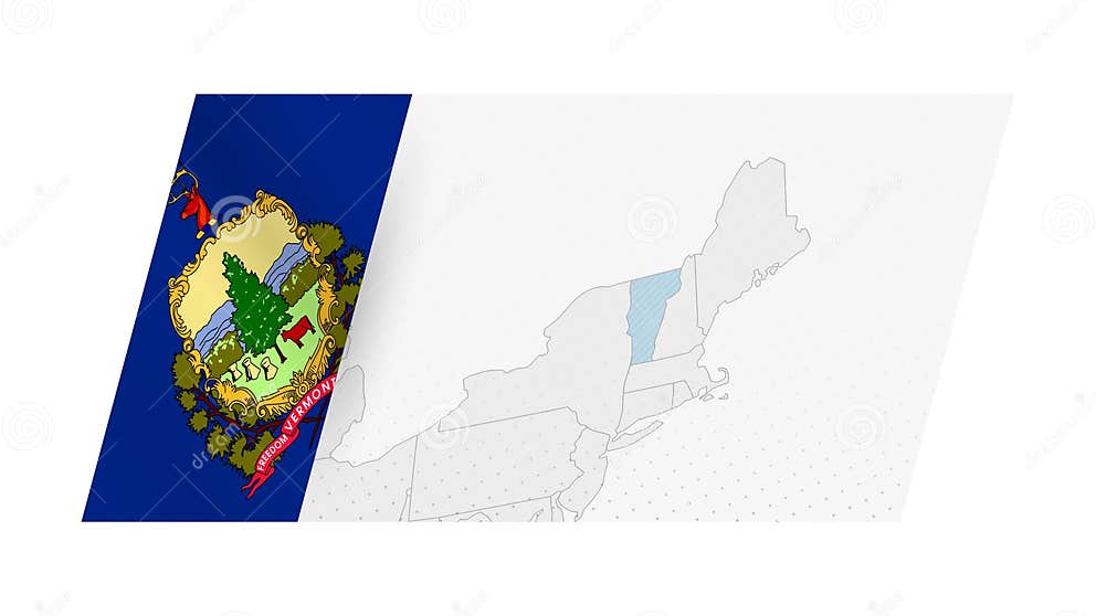 Vermont Map in Modern Style with Flag of Vermont on Left Side Stock ...