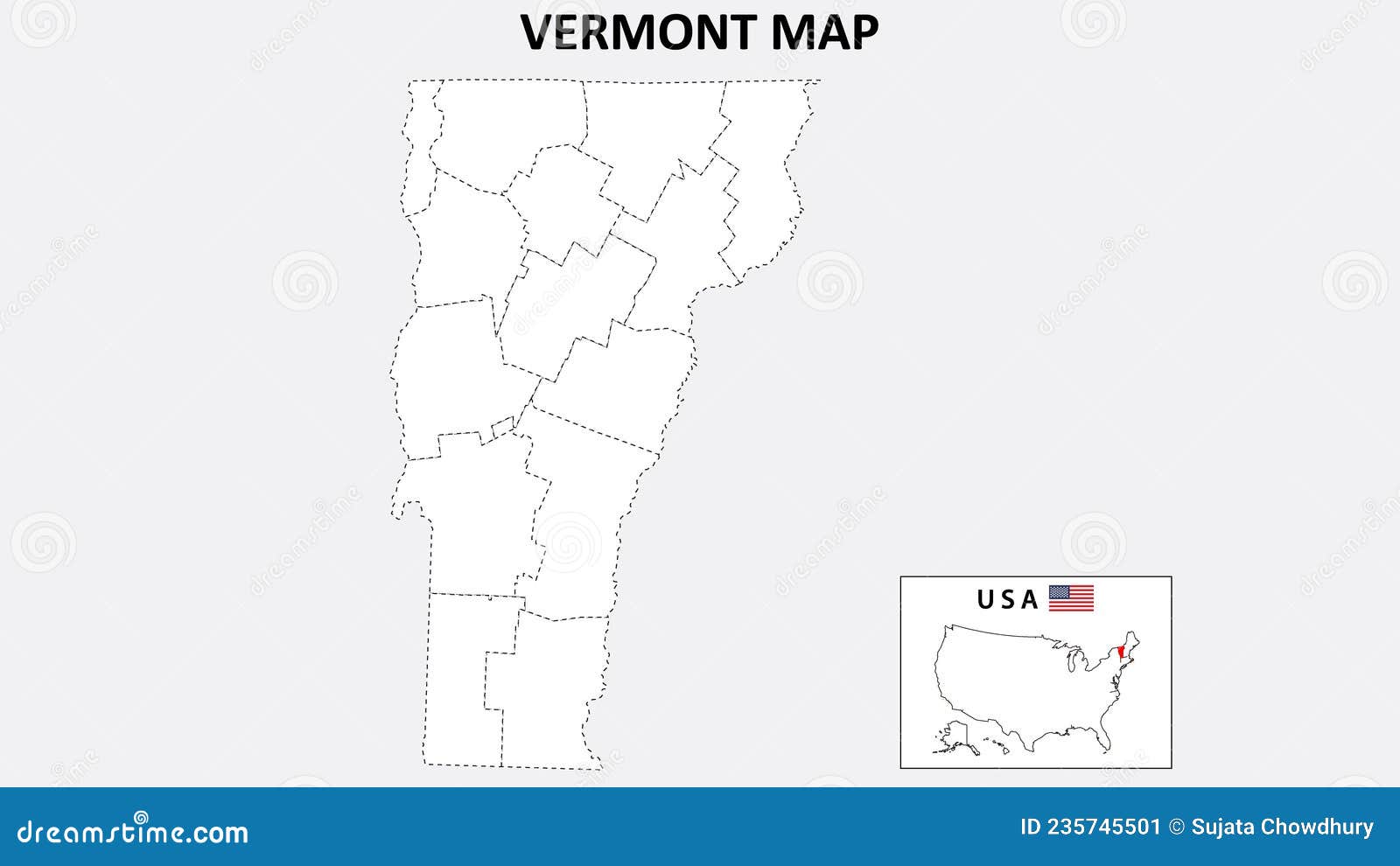 Vermont Map. State and District Map of Vermont Stock Vector ...