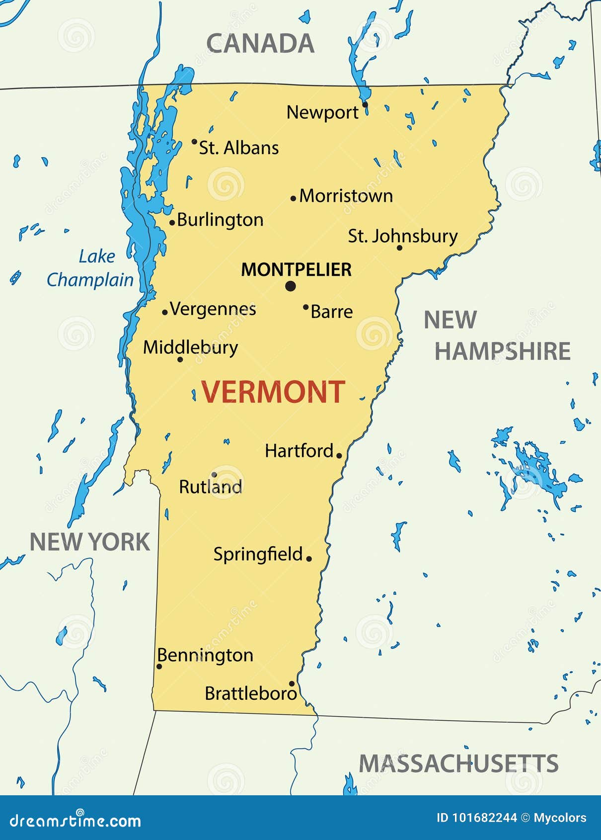 Vermont - Mapa Del Vector De Nosotros Estado Ilustración del Vector ...