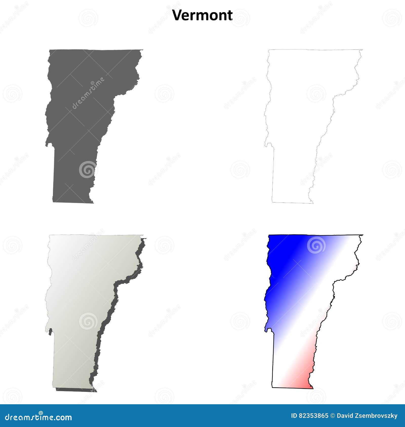 Vermont outline map set stock vector. Illustration of boundary - 82353865
