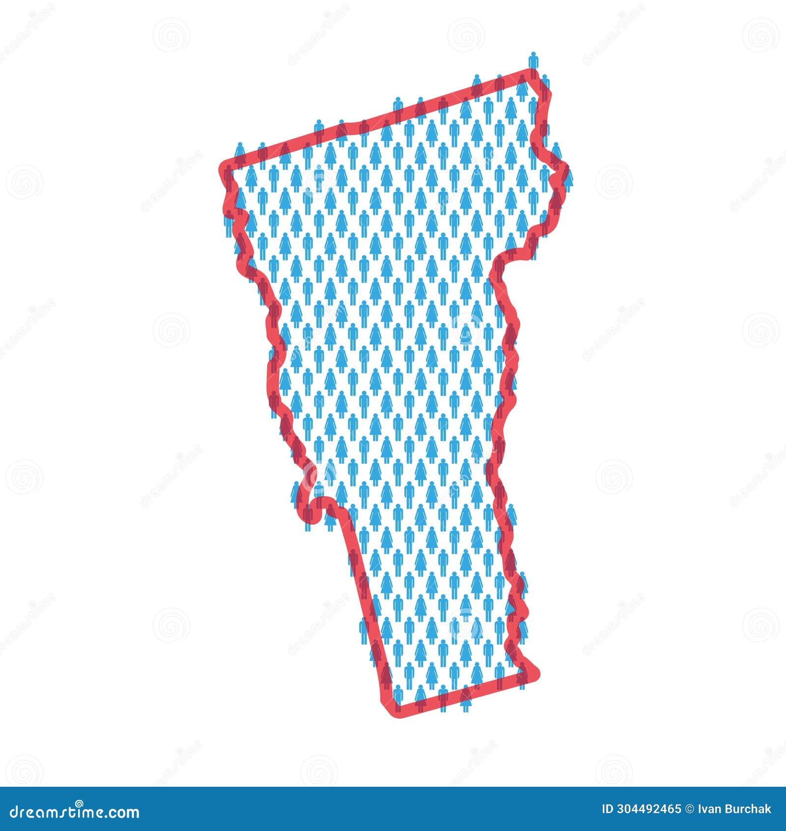 Vermont People Map. Detailed Vector Silhouette. Mixed Crowd Of Men And ...