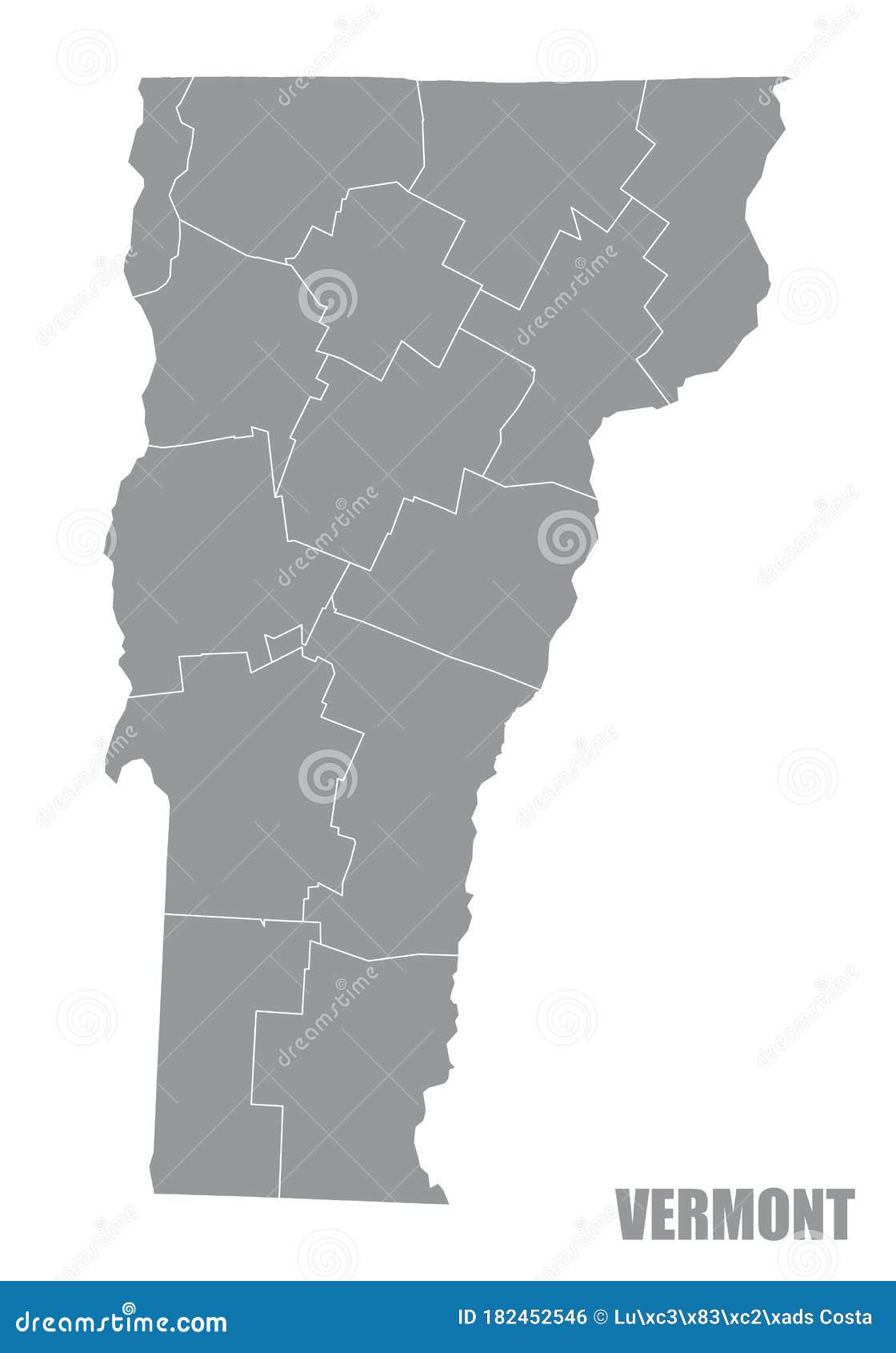 Vermont State Outline Administrative And Political Map In Black And ...