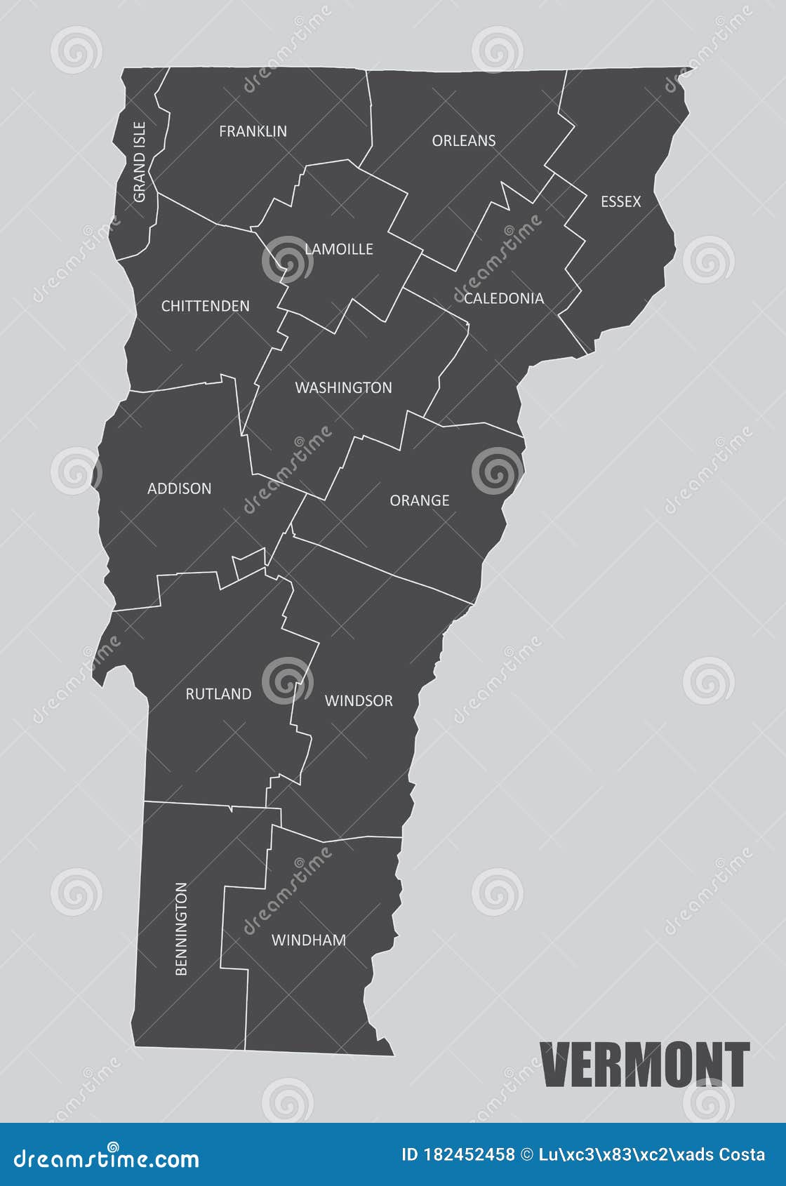 Vermont State Counties Map Stock Photo | CartoonDealer.com #182452458