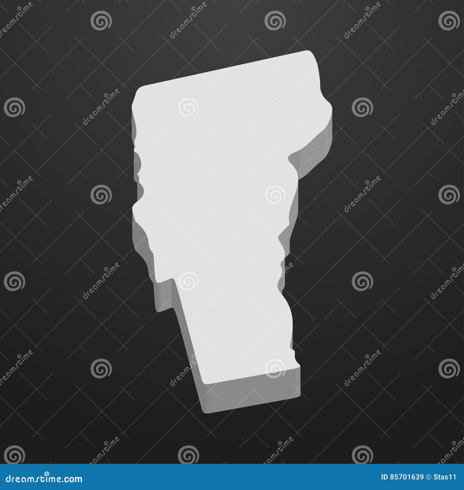 Vermont VT State Map USA. Black Silhouette And Outline Isolated Maps On ...