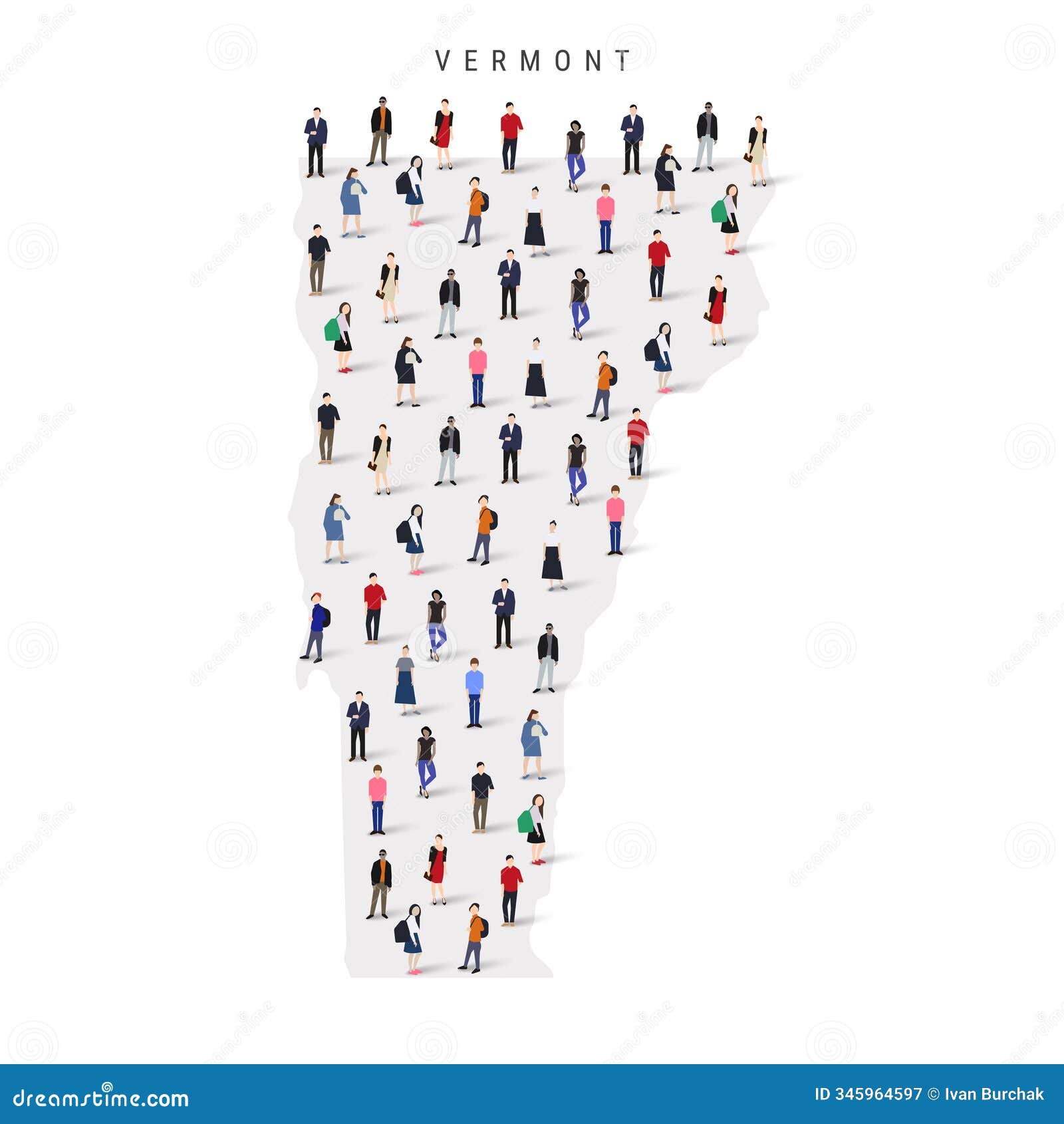 Vermont People Map. Detailed Vector Silhouette. Mixed Crowd Of Men And ...
