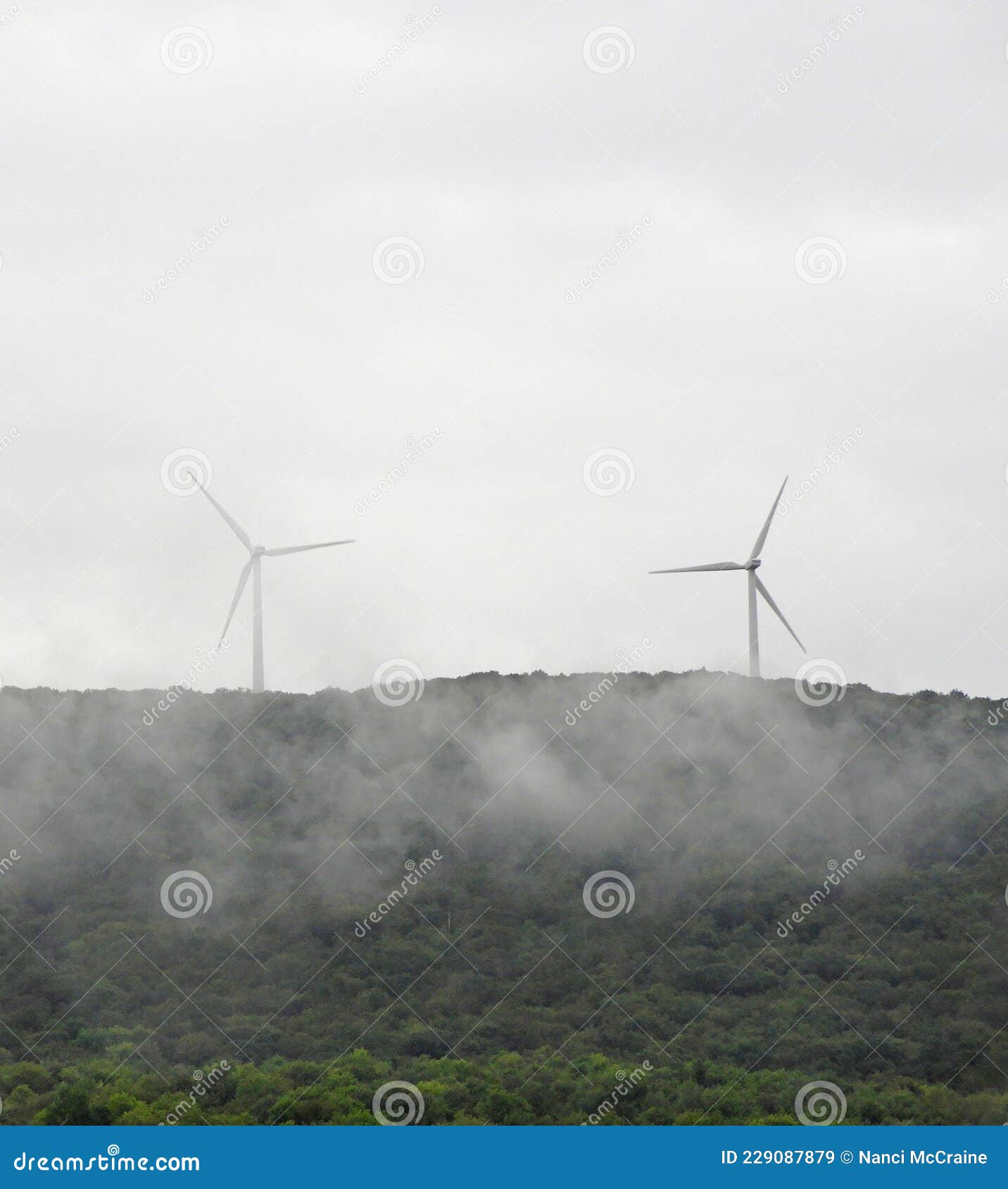 Western Vermont Windtowers As Seen through the Fog Stock Image - Image ...