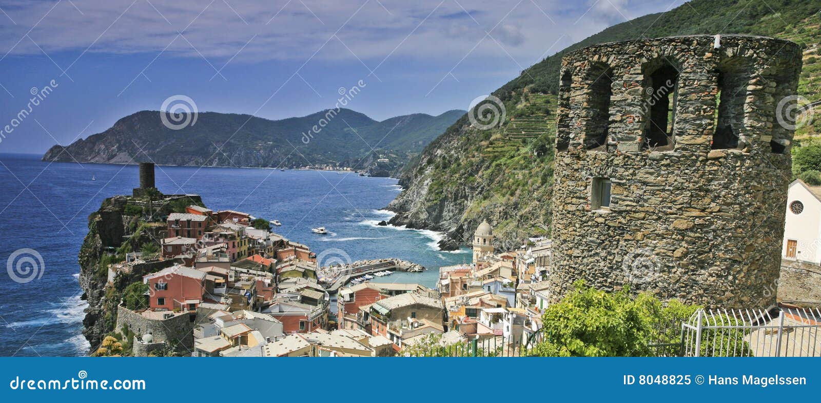 Vernazza town scenic Italy stock image. Image of scenery - 8048825