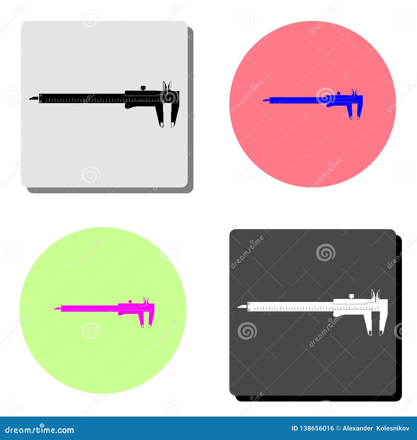 Vernier Caliper Icono Plano Del Vector Ilustración del Vector ...