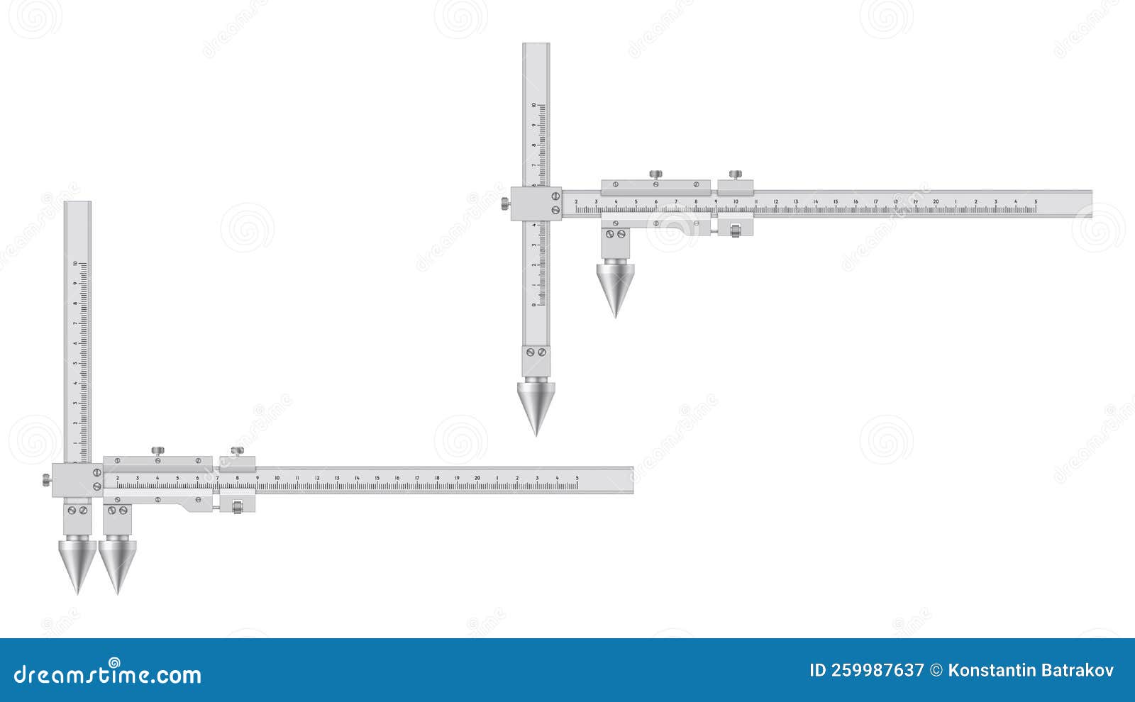 Vernier Caliper Intercentral on White Background. Stock Vector ...