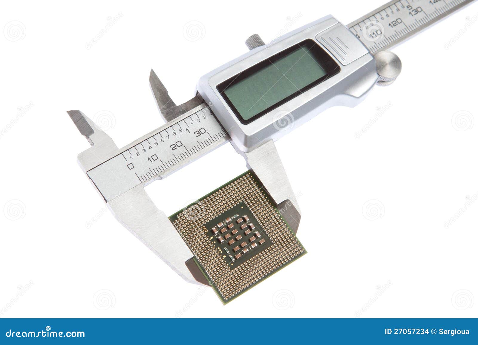 Vernier Caliper Measures the CPU. Stock Photo - Image of electronic ...