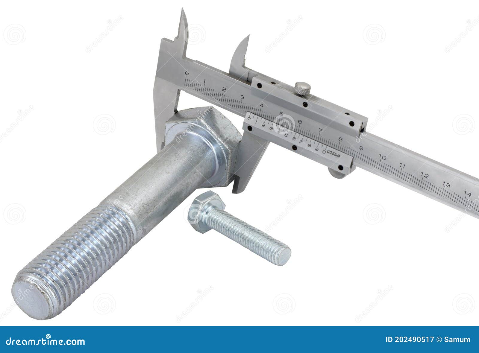Vernier Caliper and Screw-bolt on a White Stock Image - Image of ...