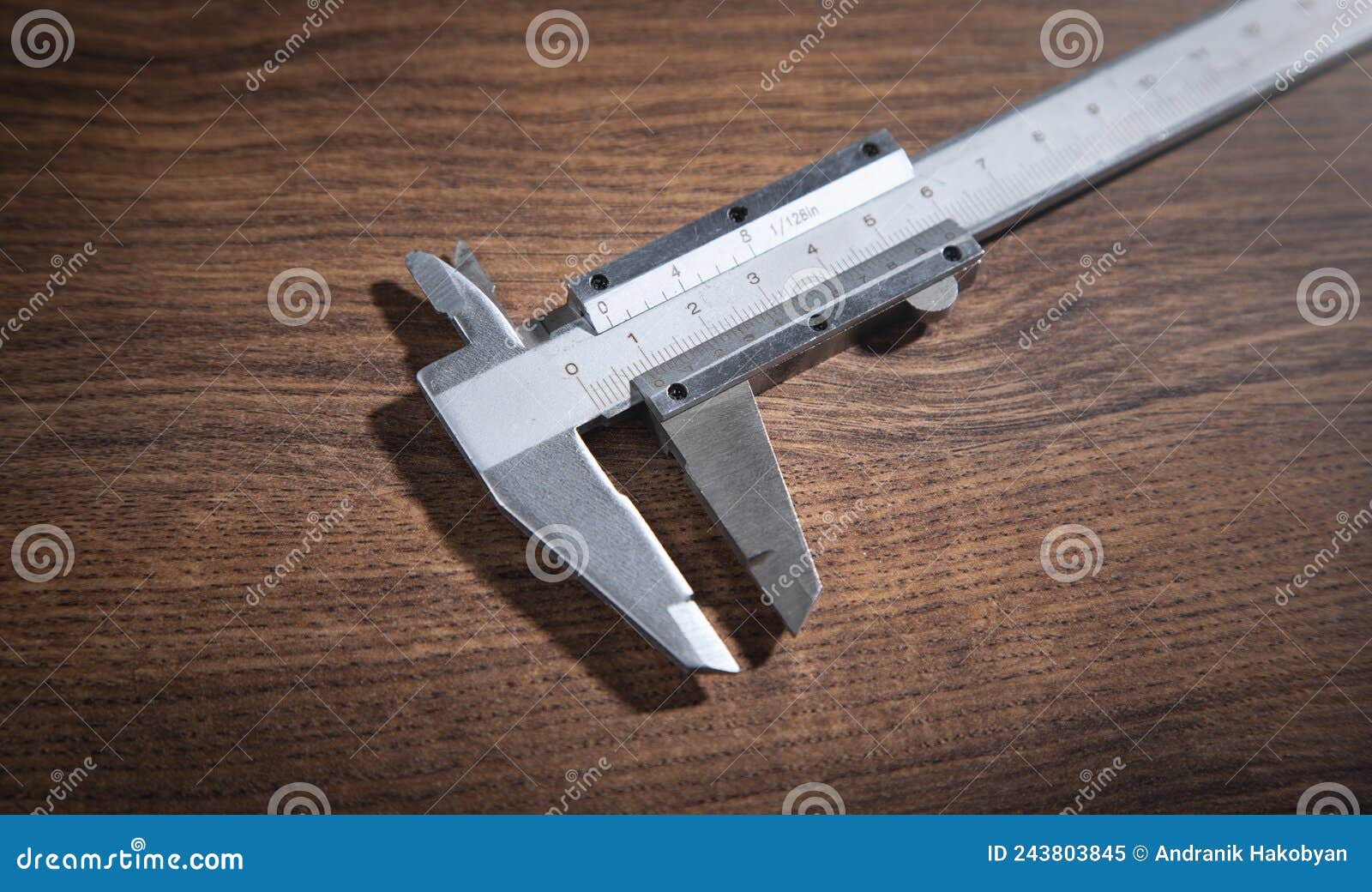 Vernier Caliper on the Wooden Background Stock Image - Image of vernier ...