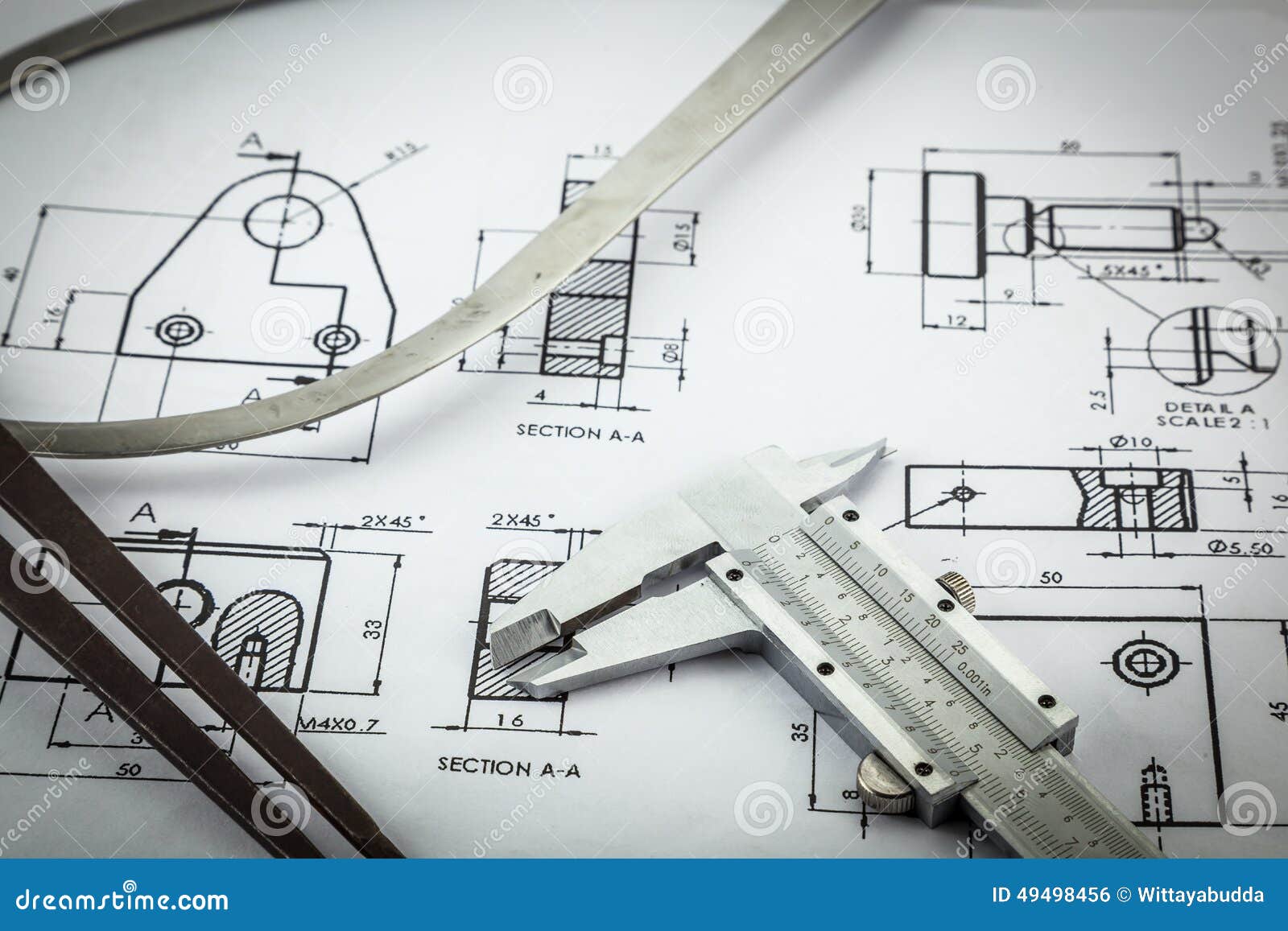 Vernier calipers stock photo. Image of paper, calipers - 49498456