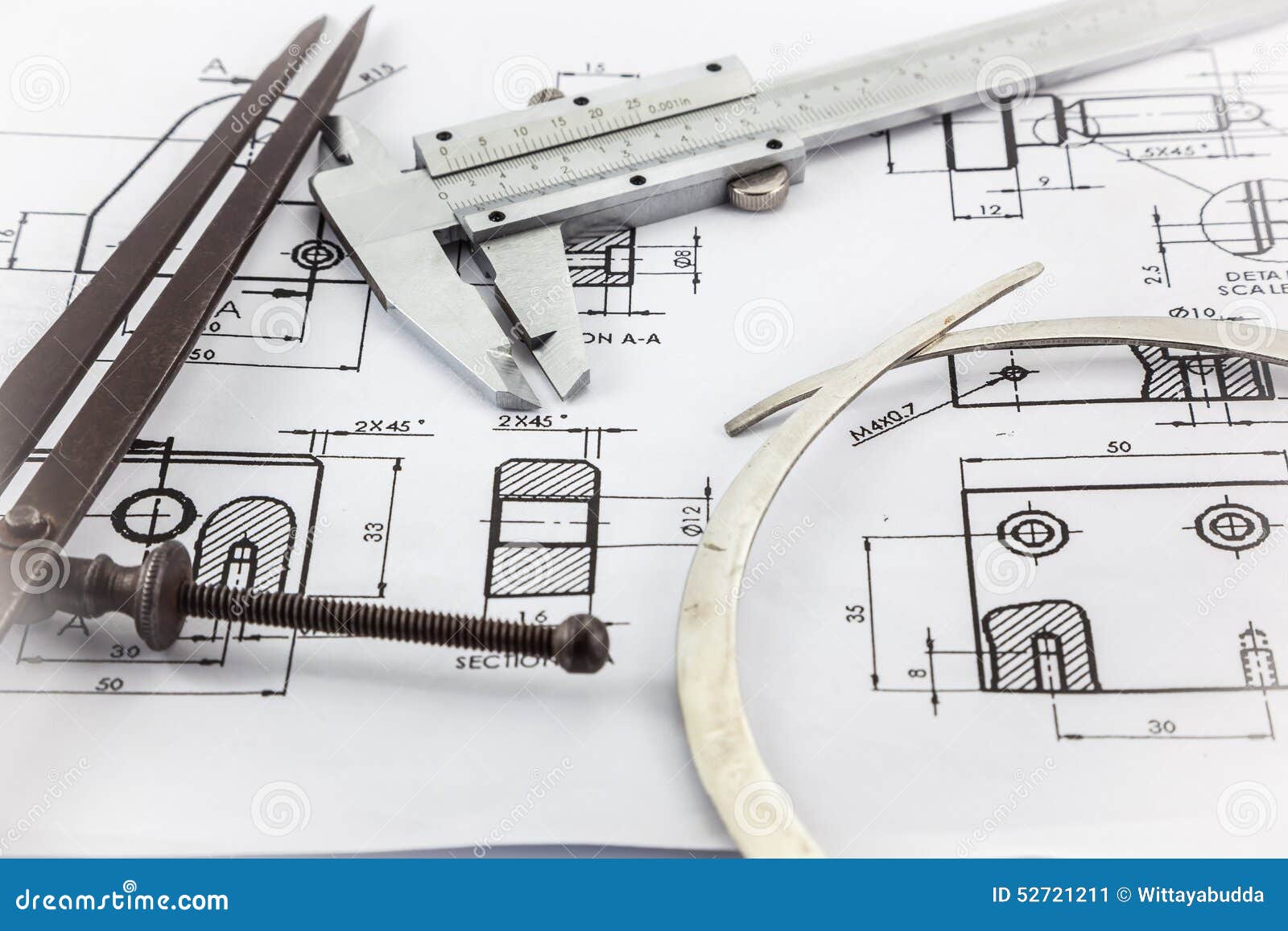 Vernier calipers stock image. Image of scale, slide, architectural ...