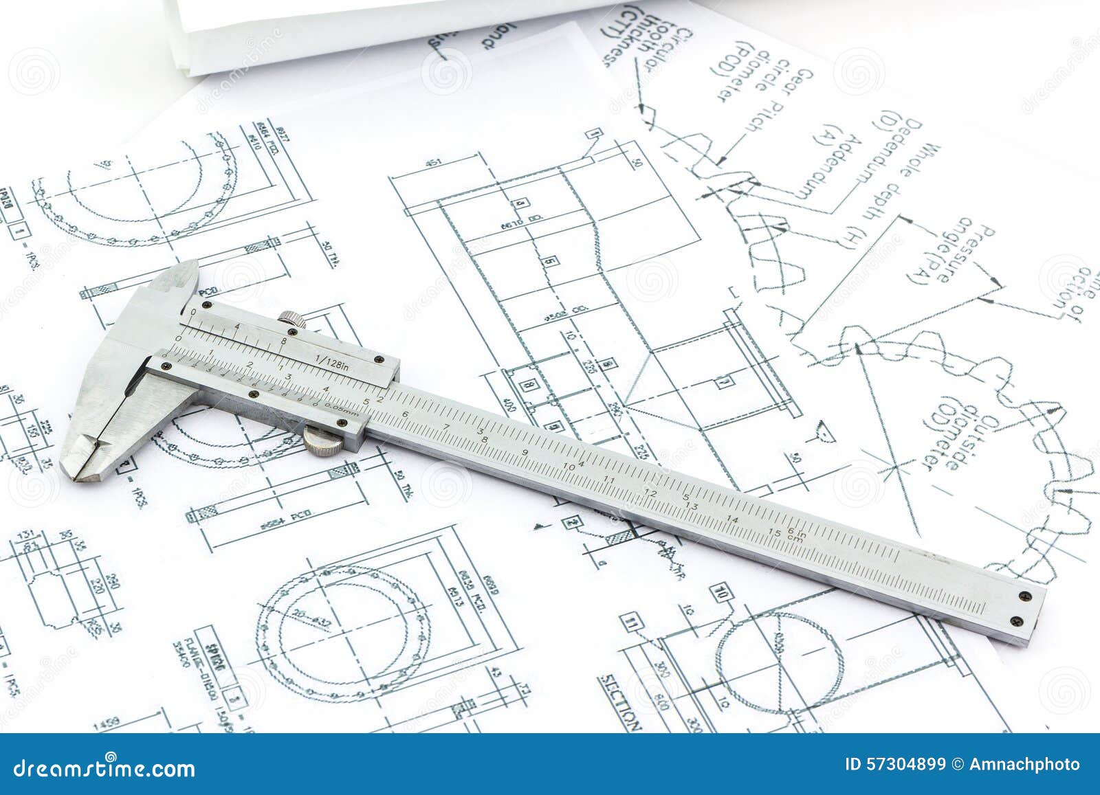 Vernier Scale On Blueprint Background. Royalty-Free Stock Photo ...