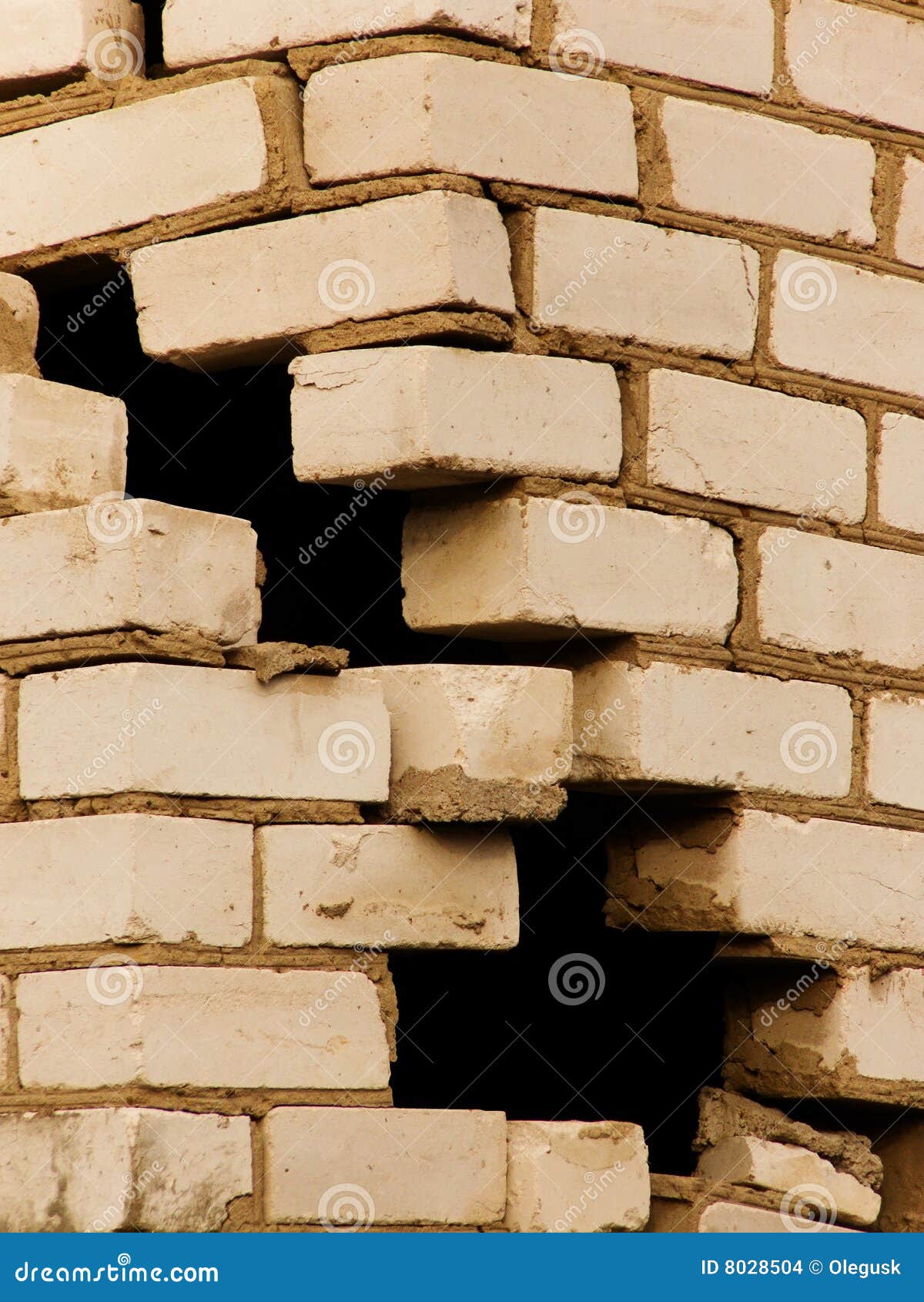 Vernietiging Van Een Muur Van Een Baksteen Stock Foto - Image of ...