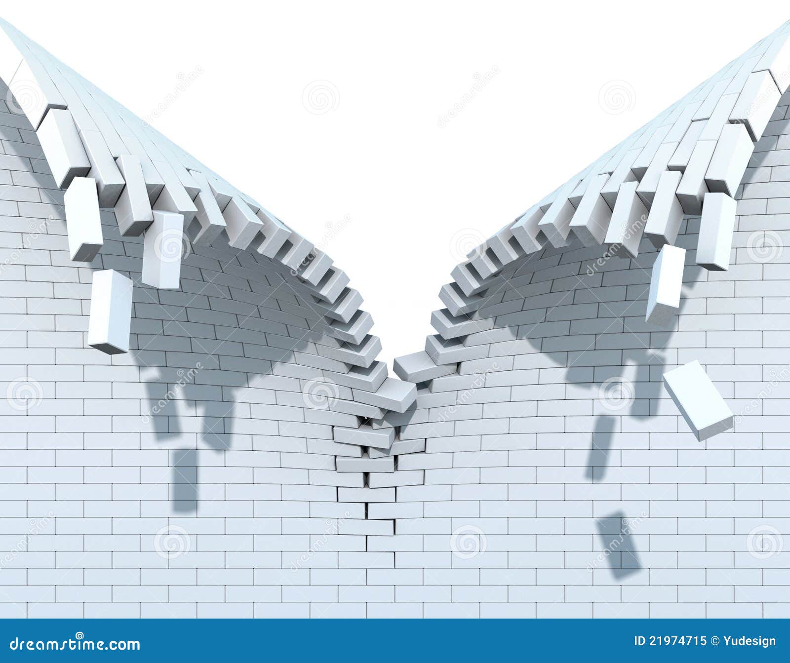 Vernietiging Van Een Witte Bakstenen Muur Stock Illustratie ...