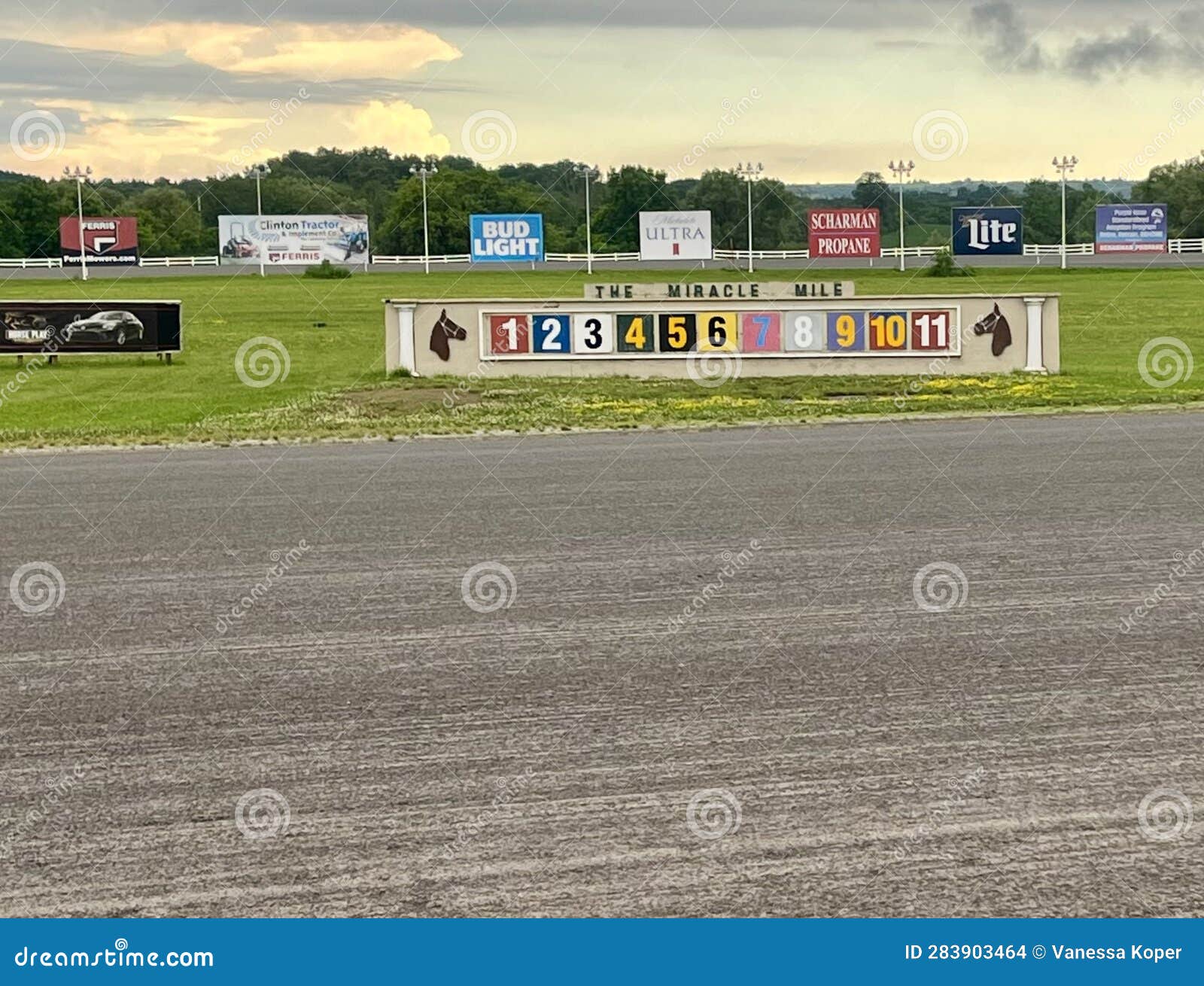 Vernon Downs Empty Track Past the Finish Line Stock Photo - Image of ...