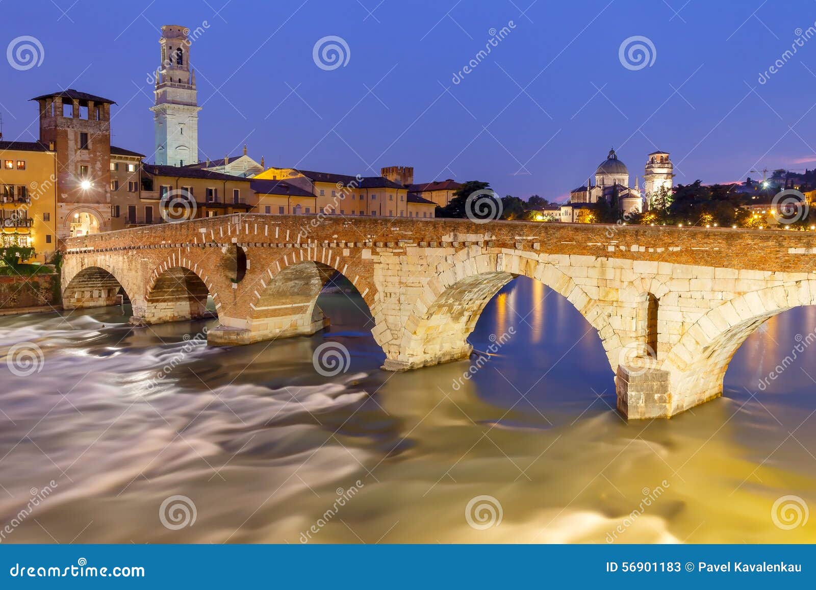 Verona. Bridge St. Peter on the Sunset Editorial Stock Photo - Image of ...
