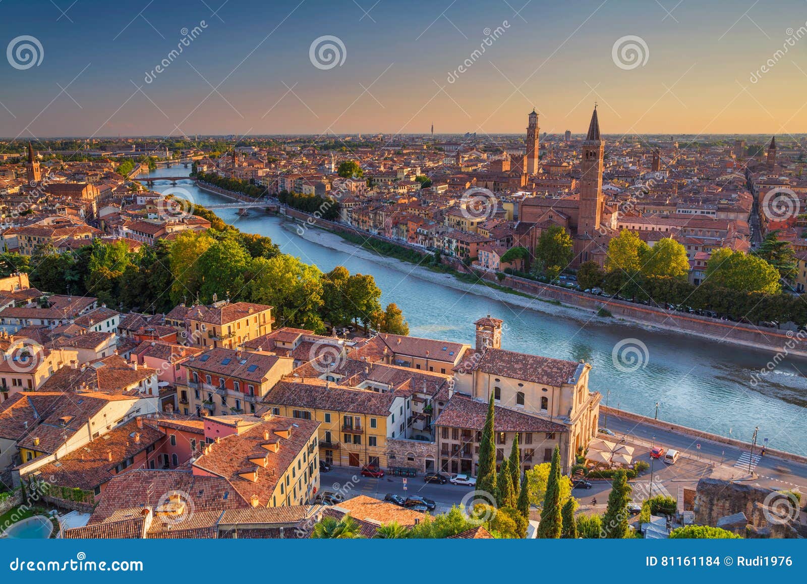 Verona. stock photo. Image of color, adige, sant, building - 81161184