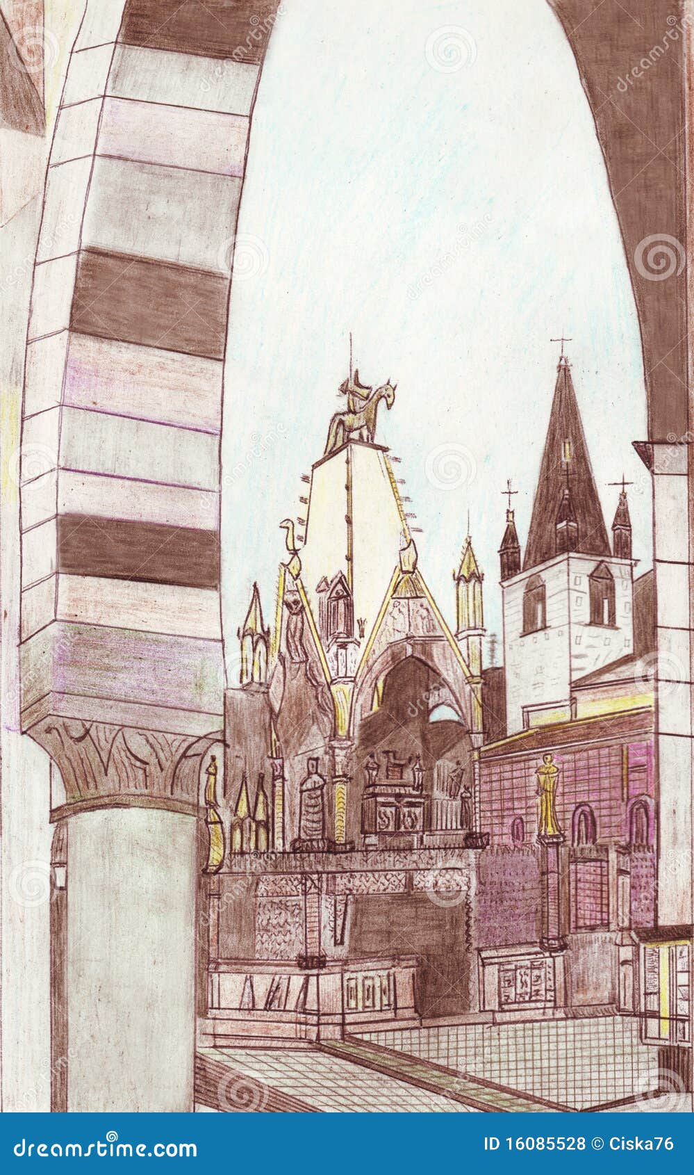 Verona, Italy stock illustration. Illustration of monuments - 16085528