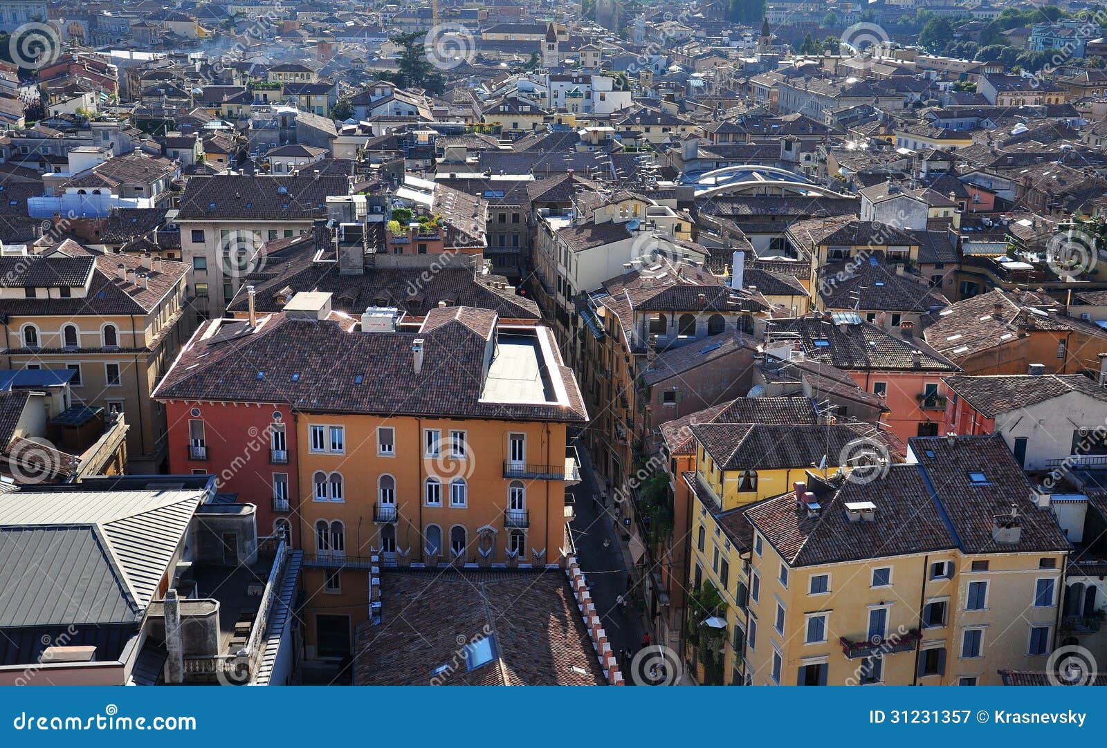 Verona top view stock image. Image of tower, italian - 31231357