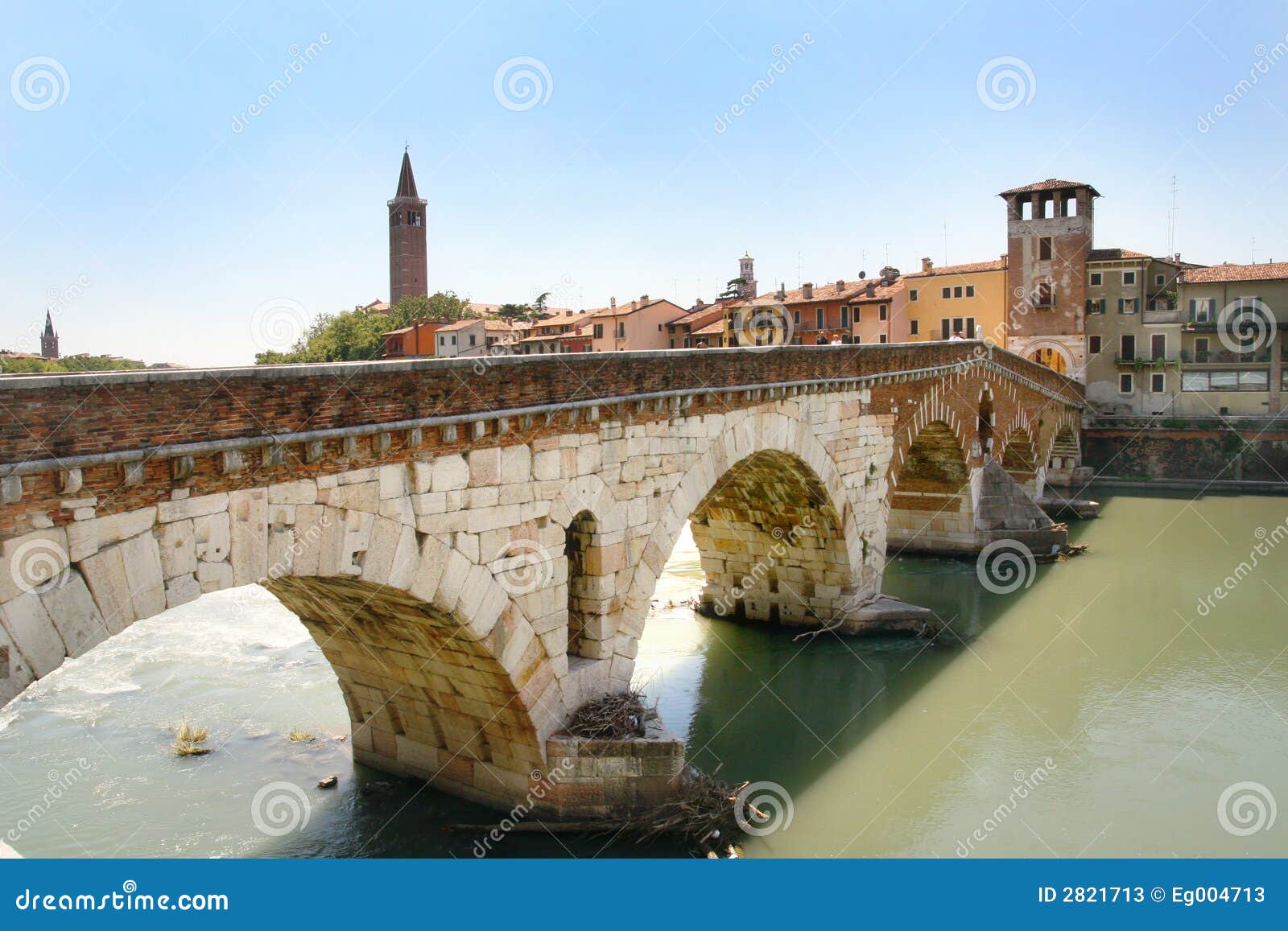 Verona view -Ponte Pietra stock image. Image of bridge - 2821713