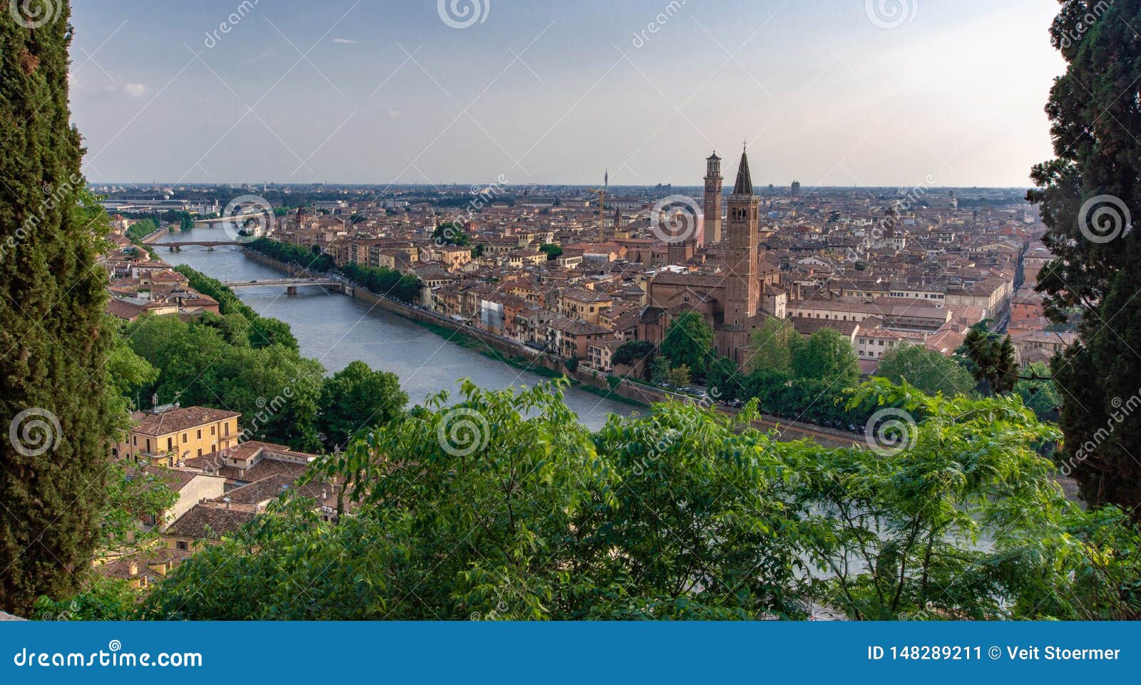Verona from above stock image. Image of attraction, church - 148289211