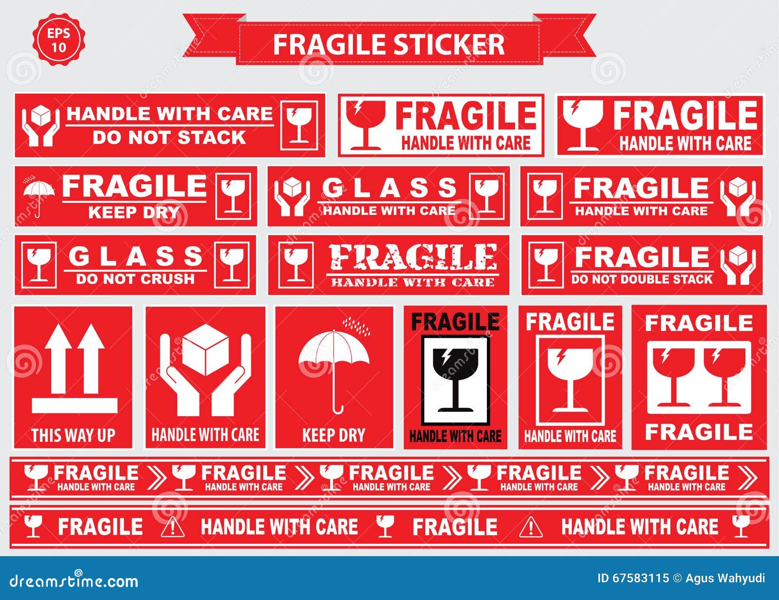 Verpakking of Breekbare Stickers Stock Illustratie - Illustration of ...