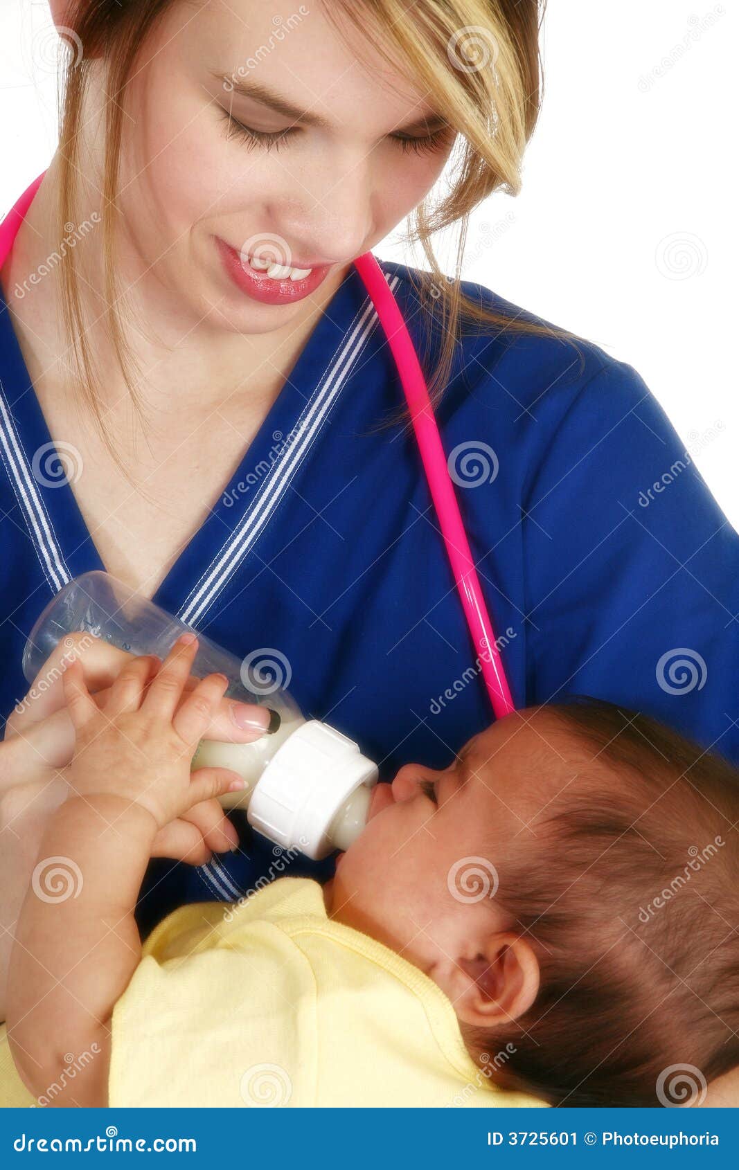 Verpleegster Met Pasgeboren Stock Afbeelding - Image of bindmiddel ...