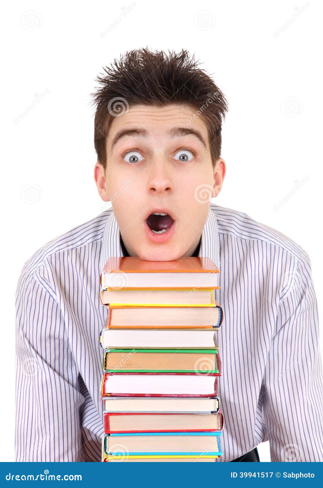 Verraste Student Met De Boeken Stock Afbeelding - Image of verbaasd ...