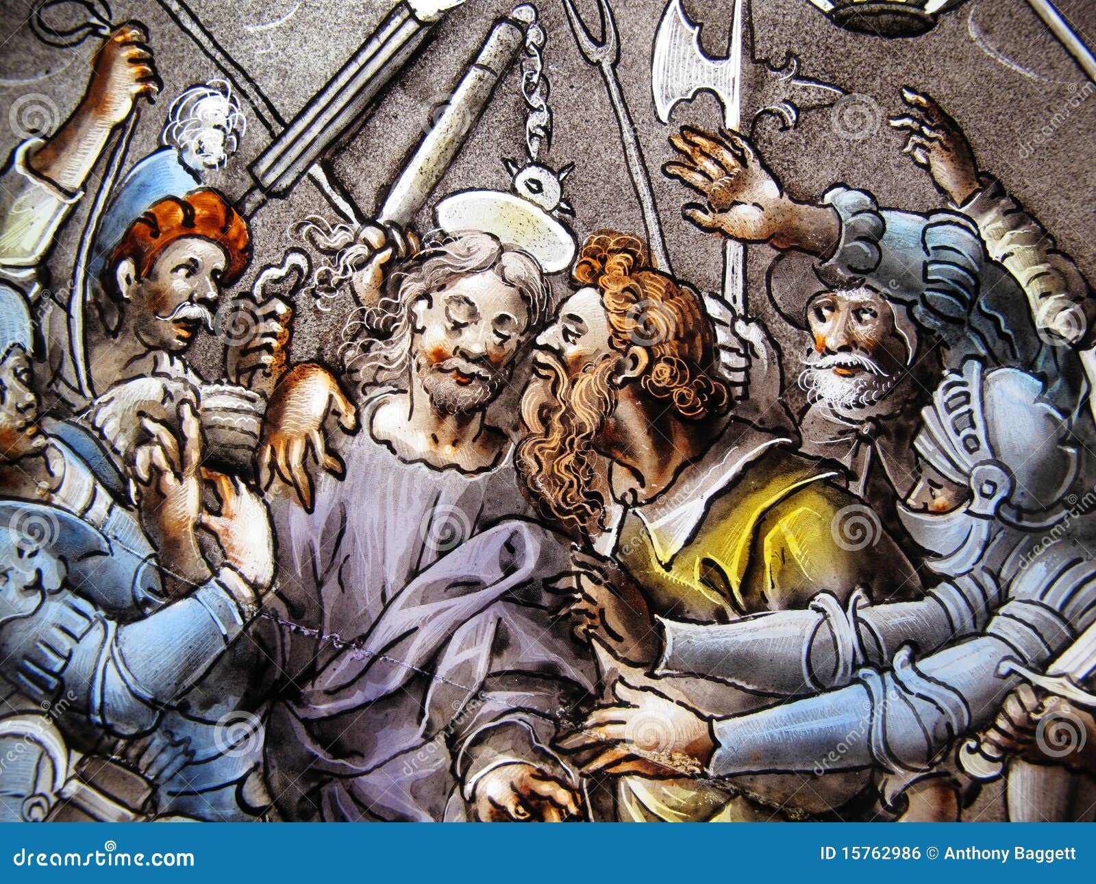 Verrat Von Christ Durch JudasBuntglasfenster Stockfoto - Bild von ...